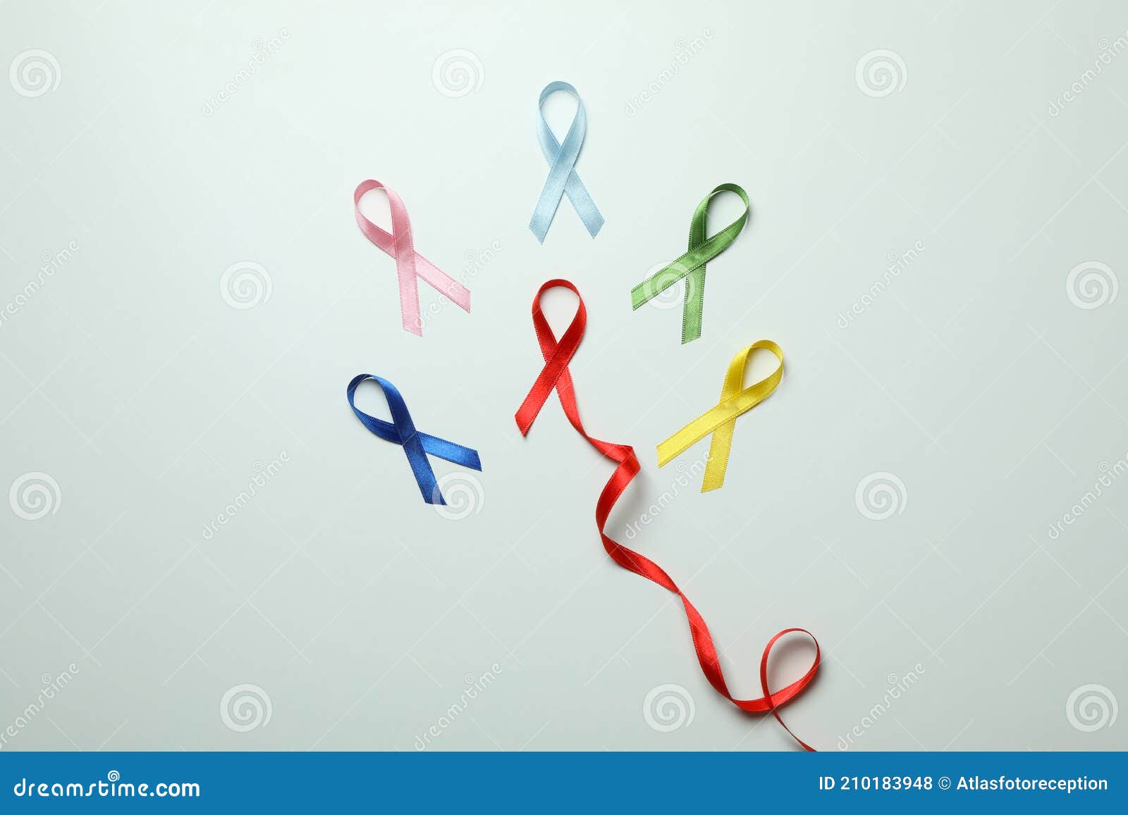 Different Multi Colored Awareness Ribbons on White Background Stock ...