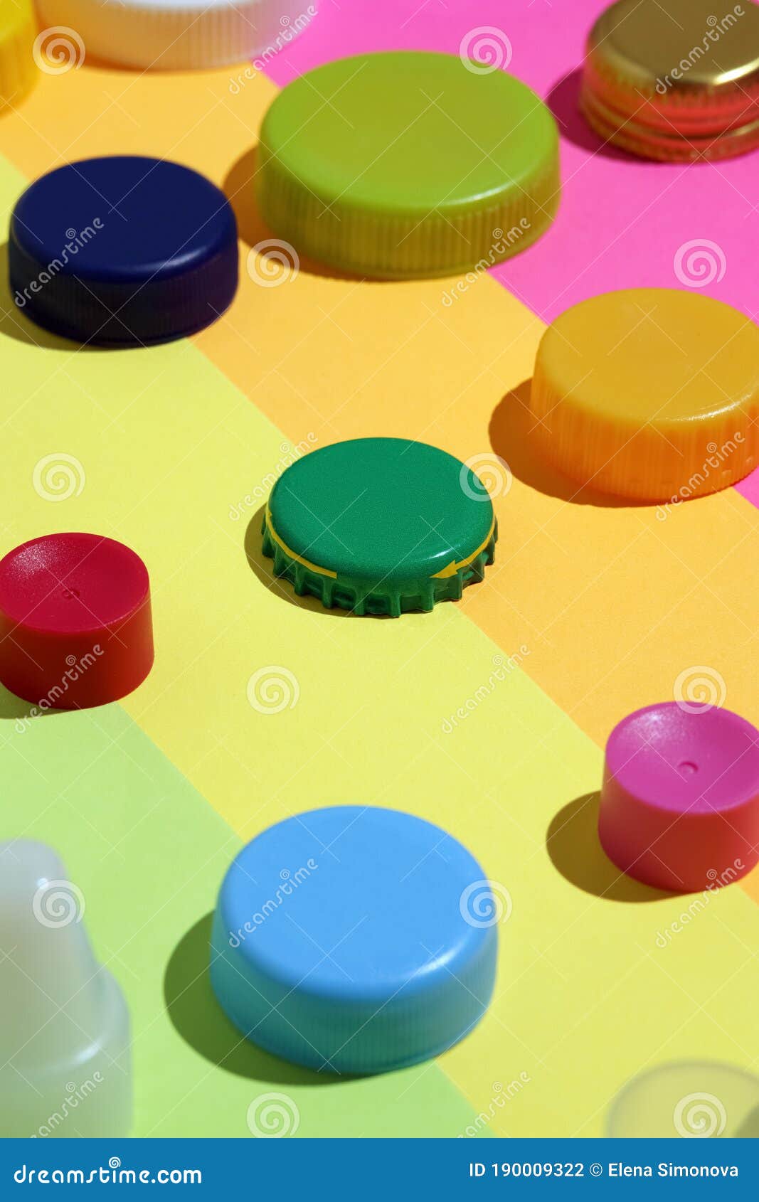 Different Multi-colored Bottle Caps, Metal and Plastic Stock Photo ...