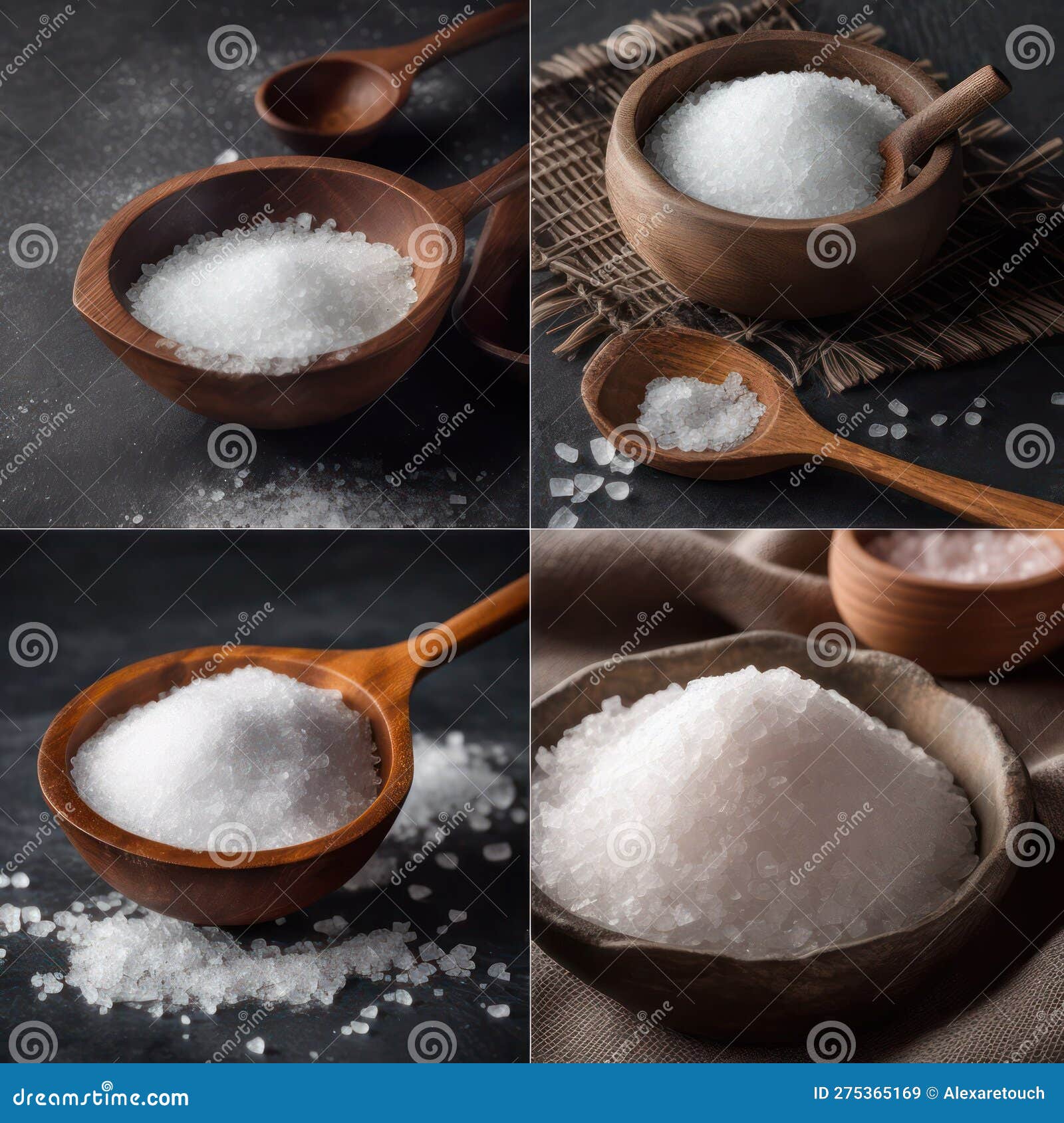 Different Multi-colored Types of Salt Stacked in Plates. Stock ...