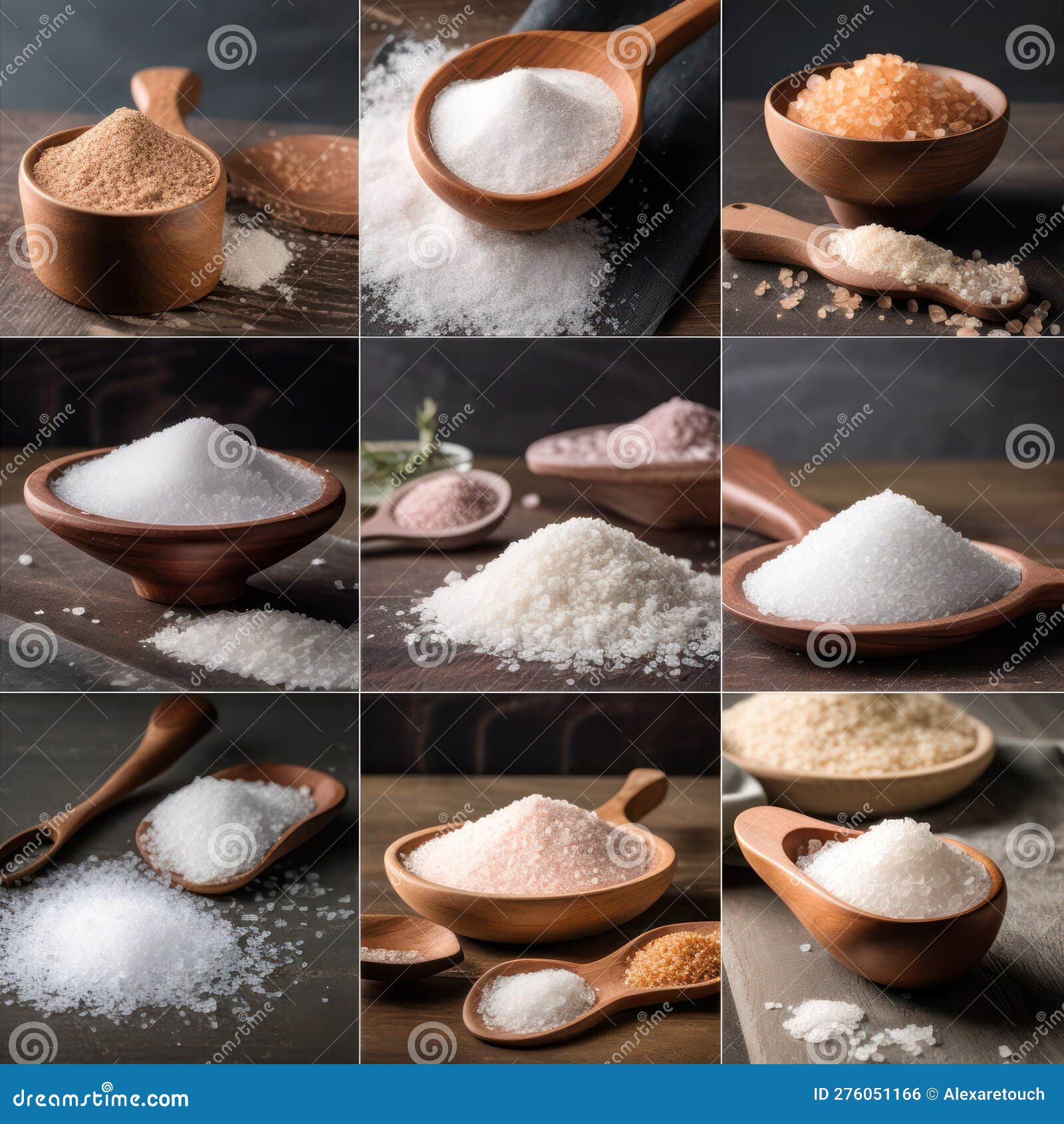 Different Multi-colored Types of Salt Stacked in Plates. Stock ...