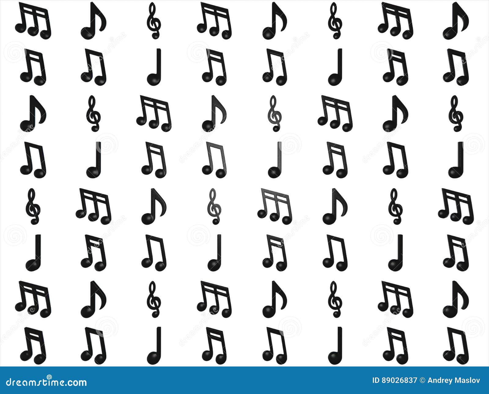 Different Musical Notes Isolated on White Background Stock Illustration ...