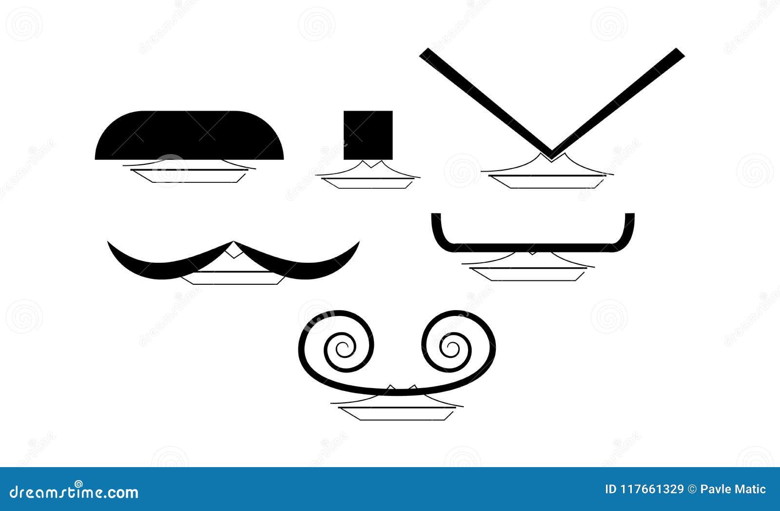 Different mustache styles stock vector. Illustration of white - 117661329