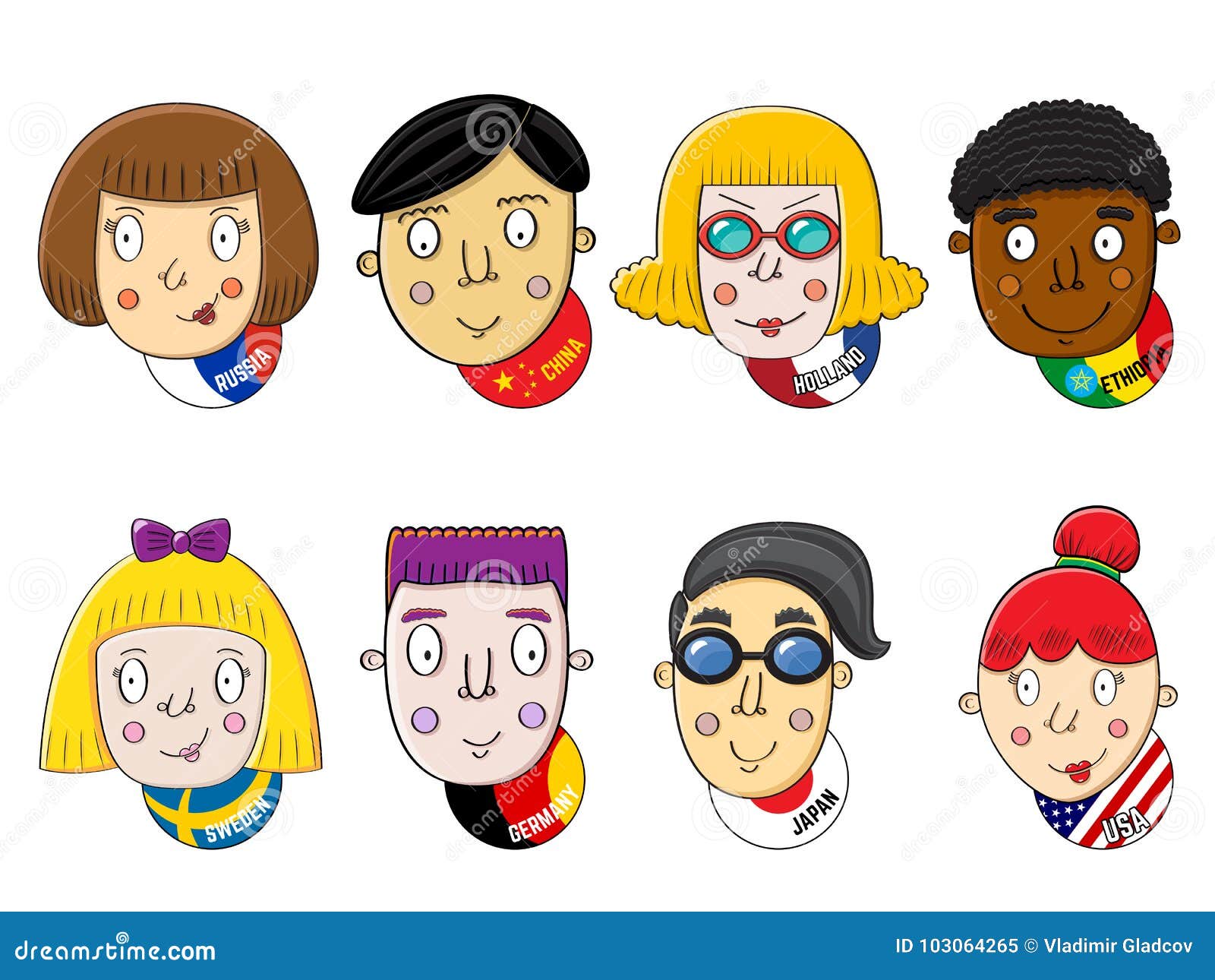Different Nations Human Faces Stock Vector - Illustration of people ...