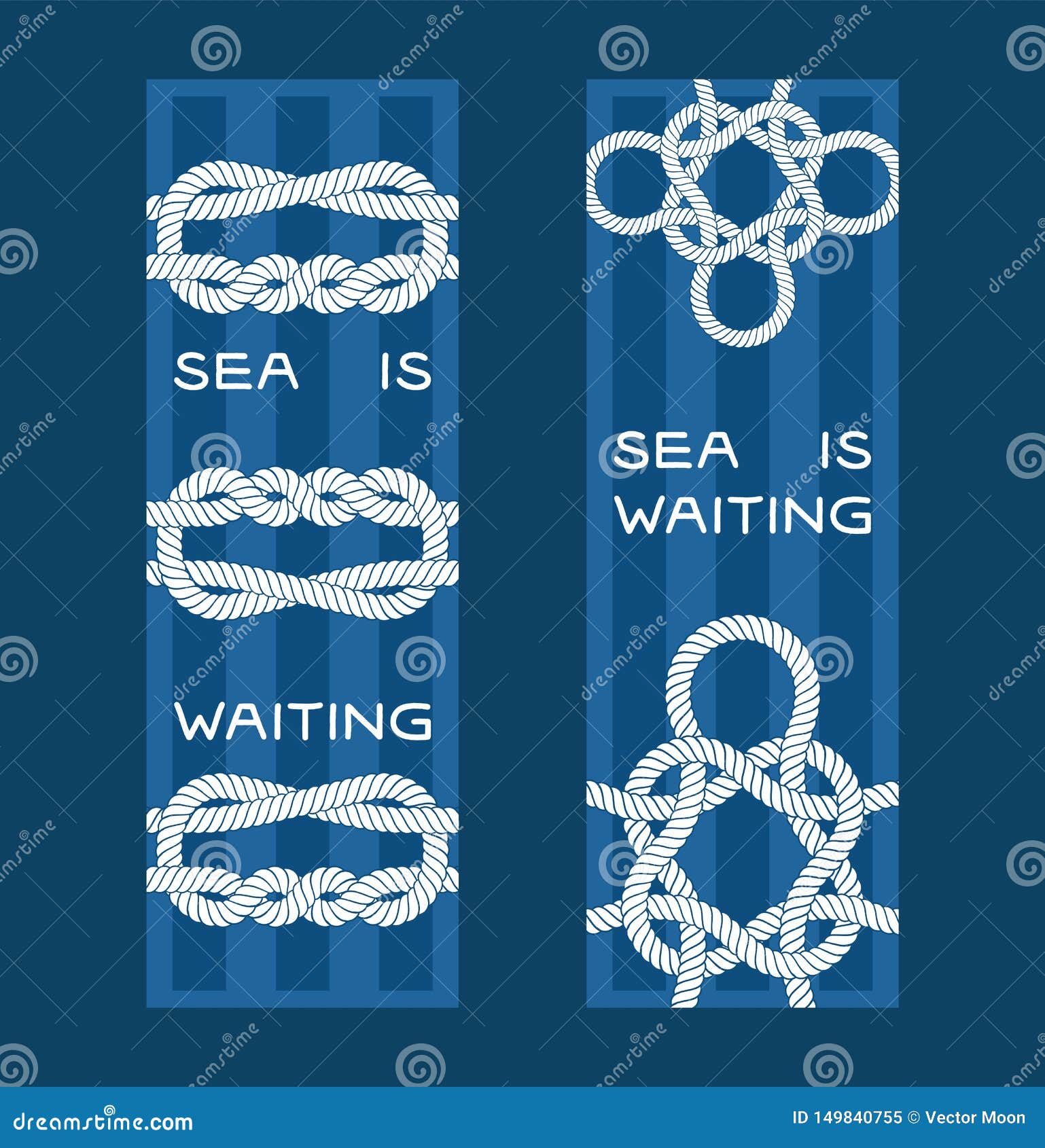 Different Nautical Sailor Knots and Ropes Vector Illustration. String ...