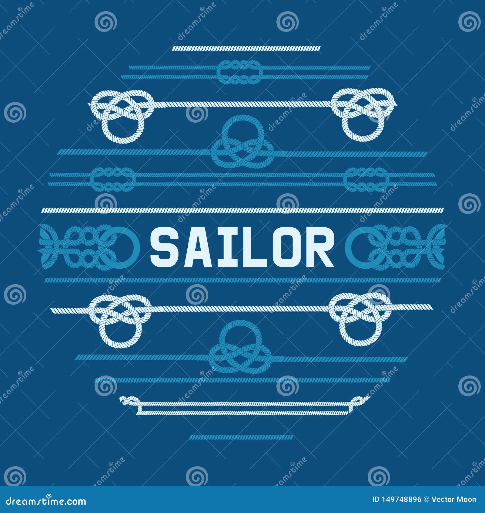 Different Nautical Sailor Knots and Ropes Vector Illustration. String ...