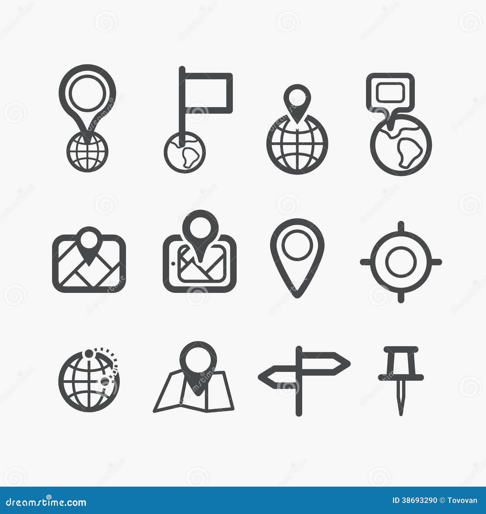 Different Navigation Icons Set Stock Vector - Illustration of guide ...