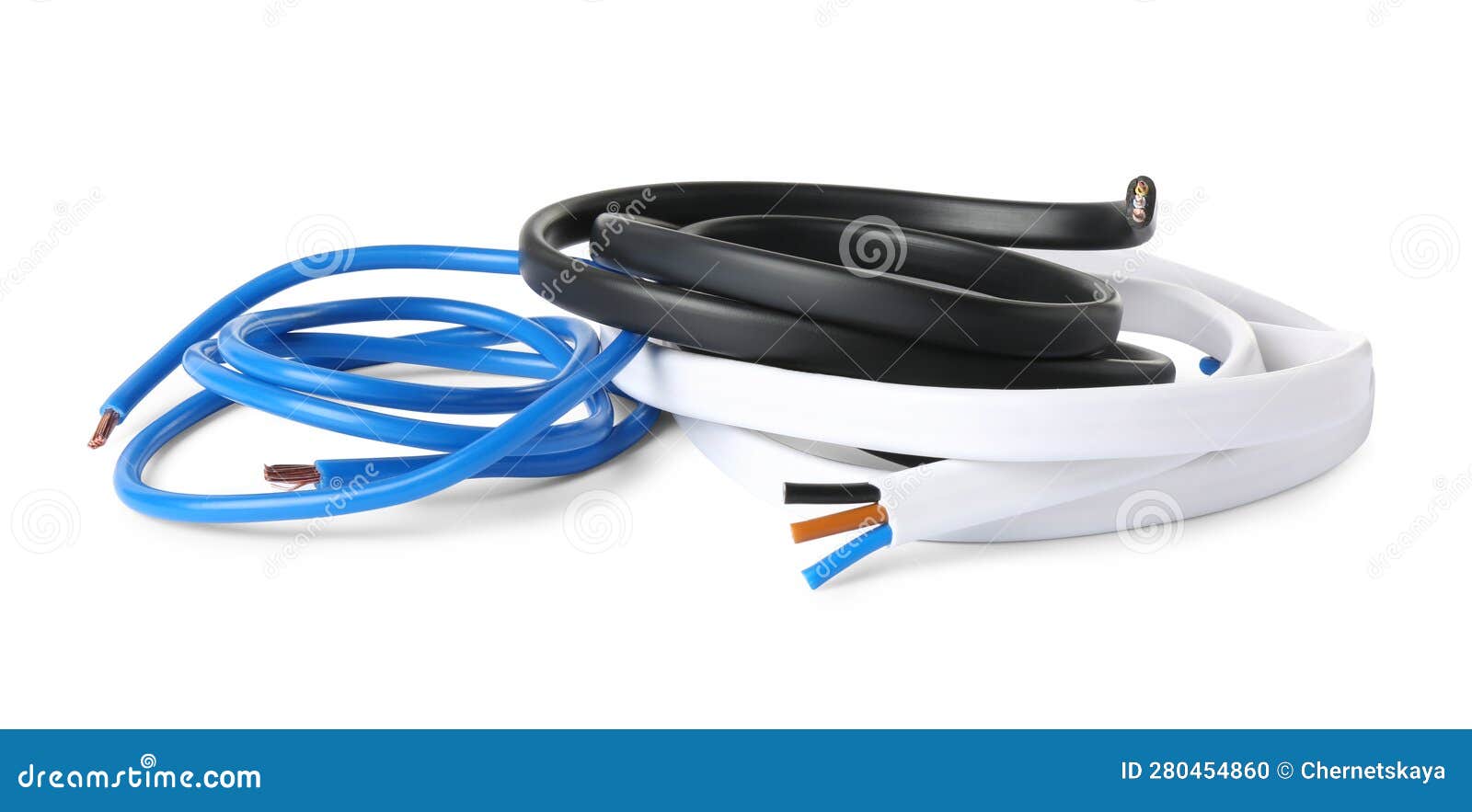 Different Electrical Wires Isolated on White Stock Photo - Image of ...