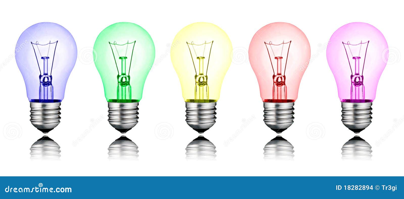 Different New Ideas - Row of Colored Lightbulbs Stock Illustration ...