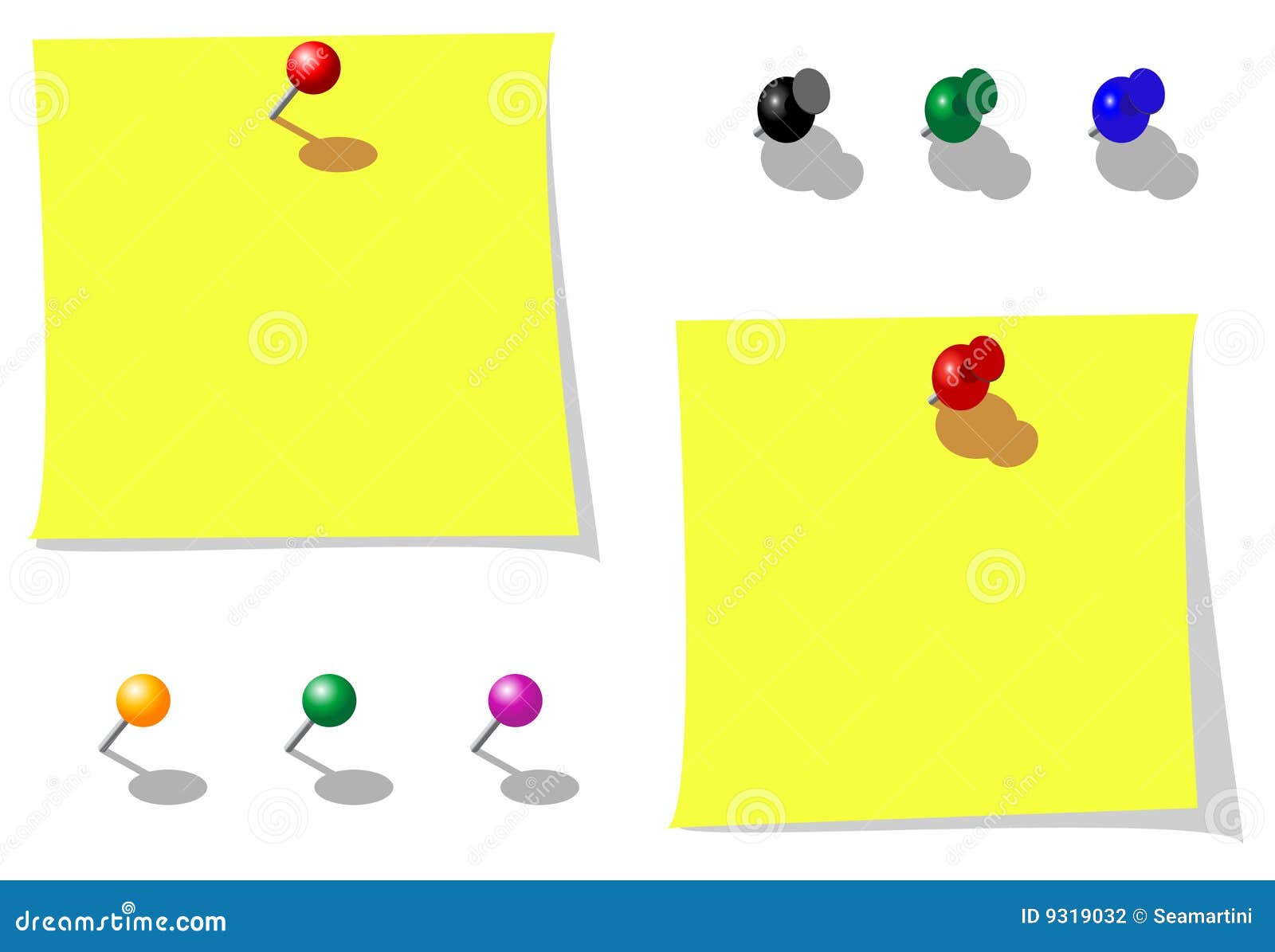 Different Note Papers with Pins Stock Vector - Illustration of sticker ...