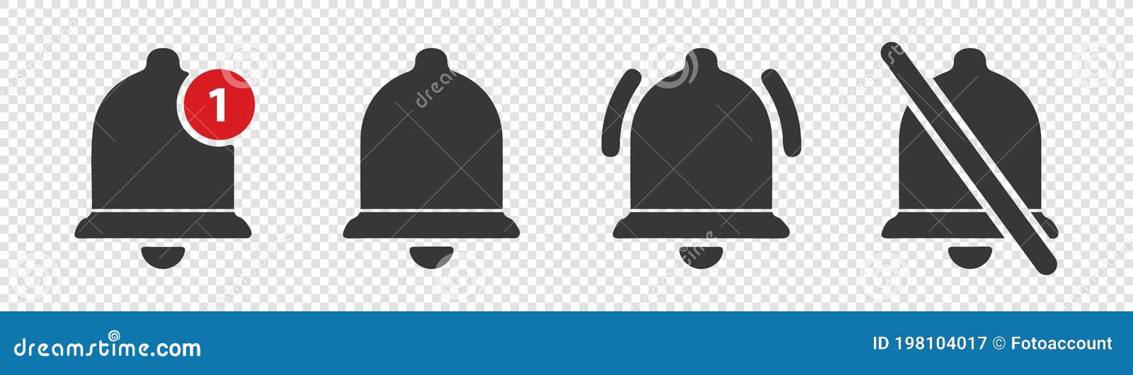 Different Notification Icons Set - Vector Illustrations - Isolated on ...