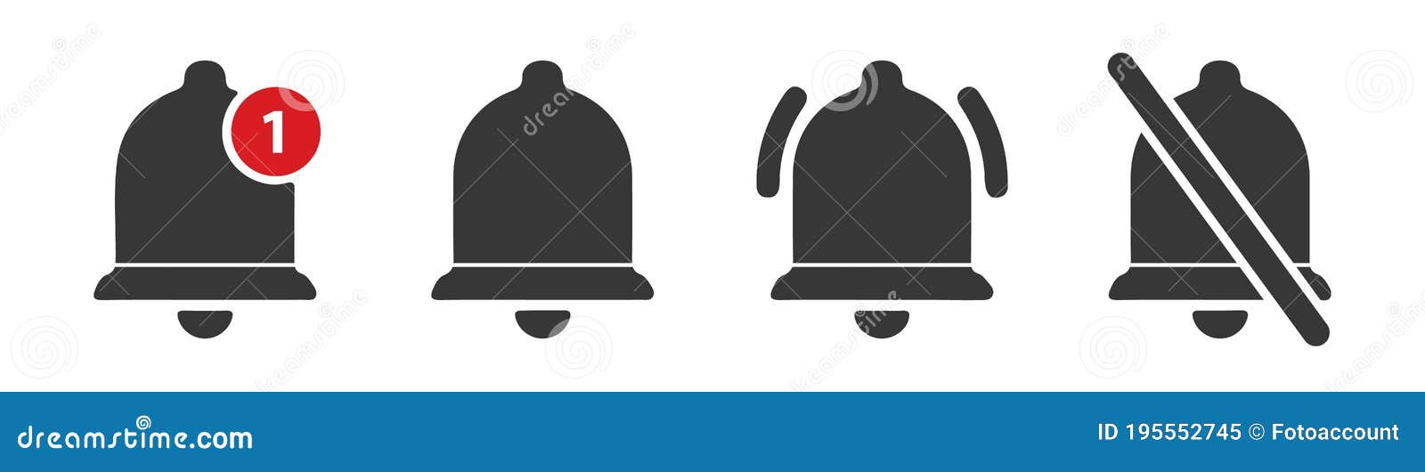 Different Notification Icons Set - Vector Illustrations - Isolated on ...