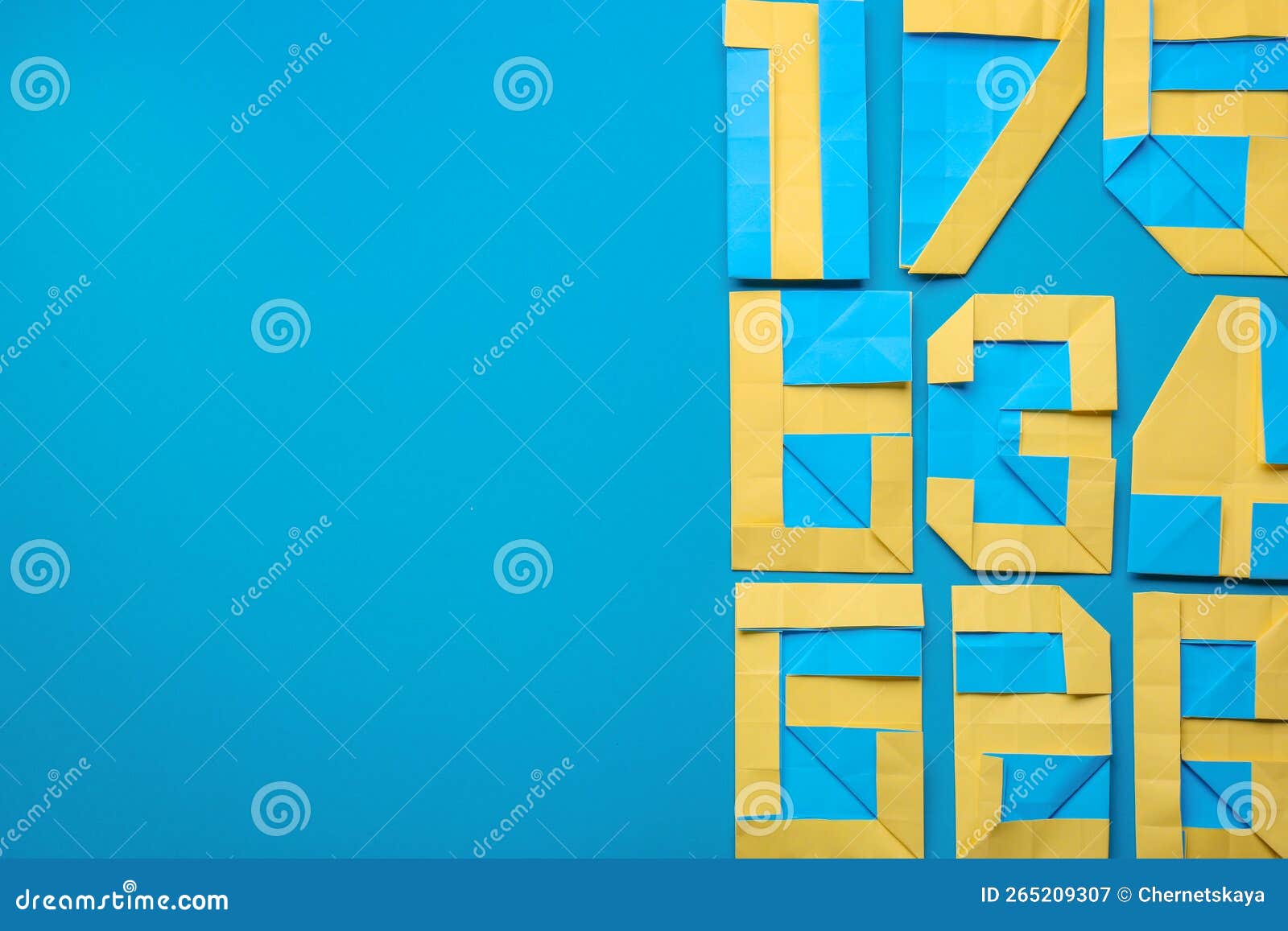 Different Numbers Made of Paper on Light Blue Background, Flat Lay ...