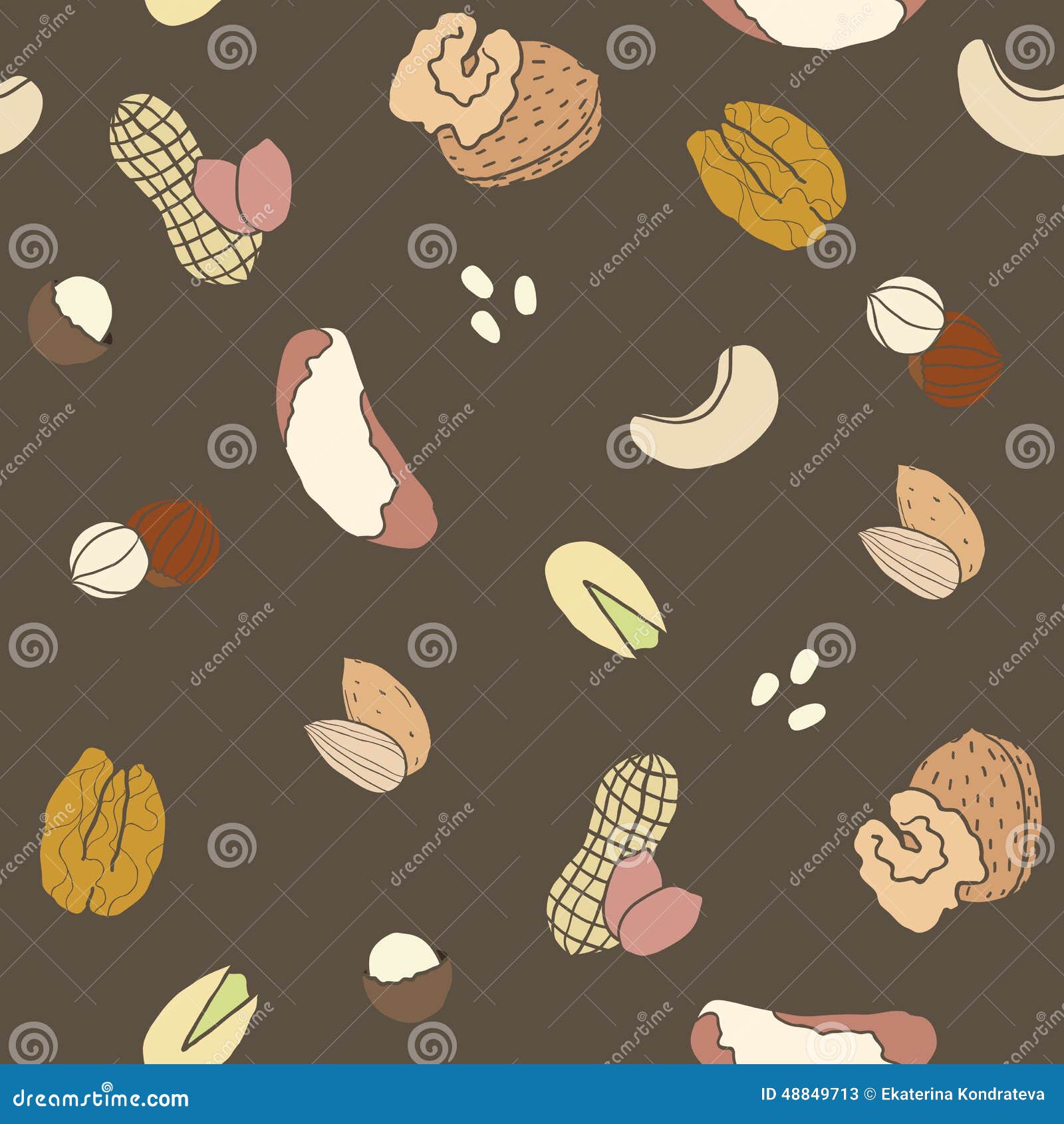 Different nuts pattern. stock vector. Illustration of nature - 48849713