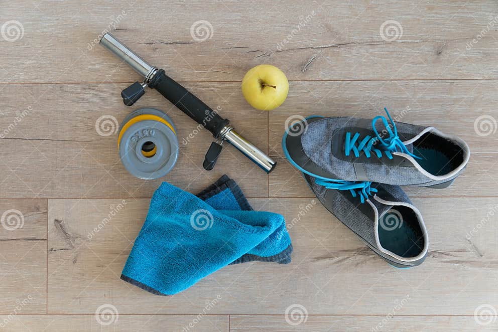 Objects for a Healthy Lifestyle Stock Image - Image of table, glass ...