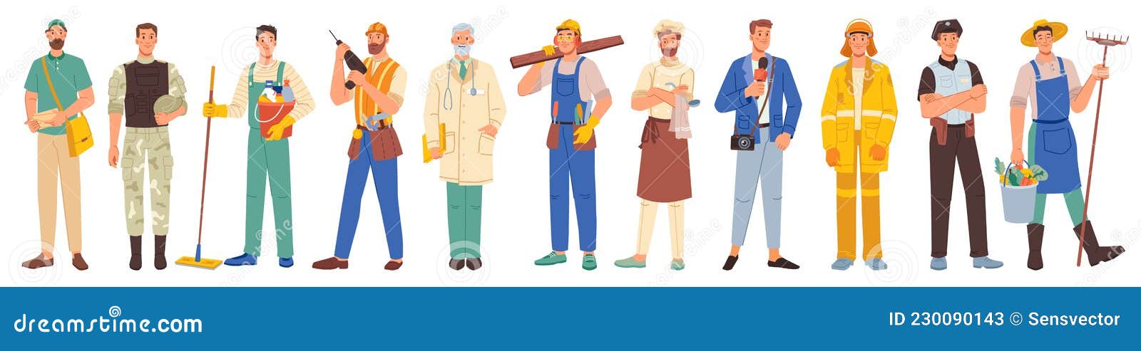 Different Occupations, Man Workers Professions Set Stock Vector ...