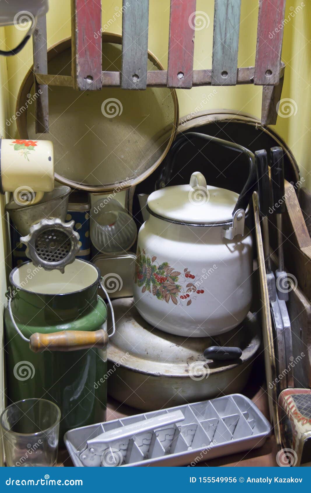 Different Old Kitchen Utensils Stock Photo - Image of copper, fashioned ...
