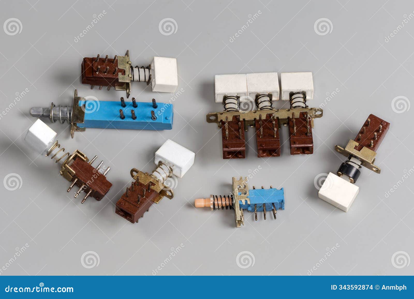 Different Old Outdated Electrical Single and Modular Push Button ...