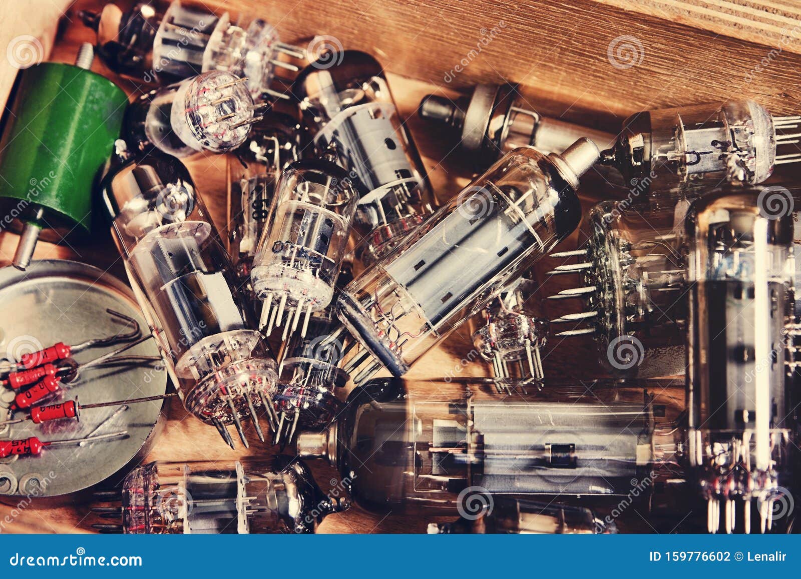 Different Old Radio Components in the Box Stock Photo - Image of ...