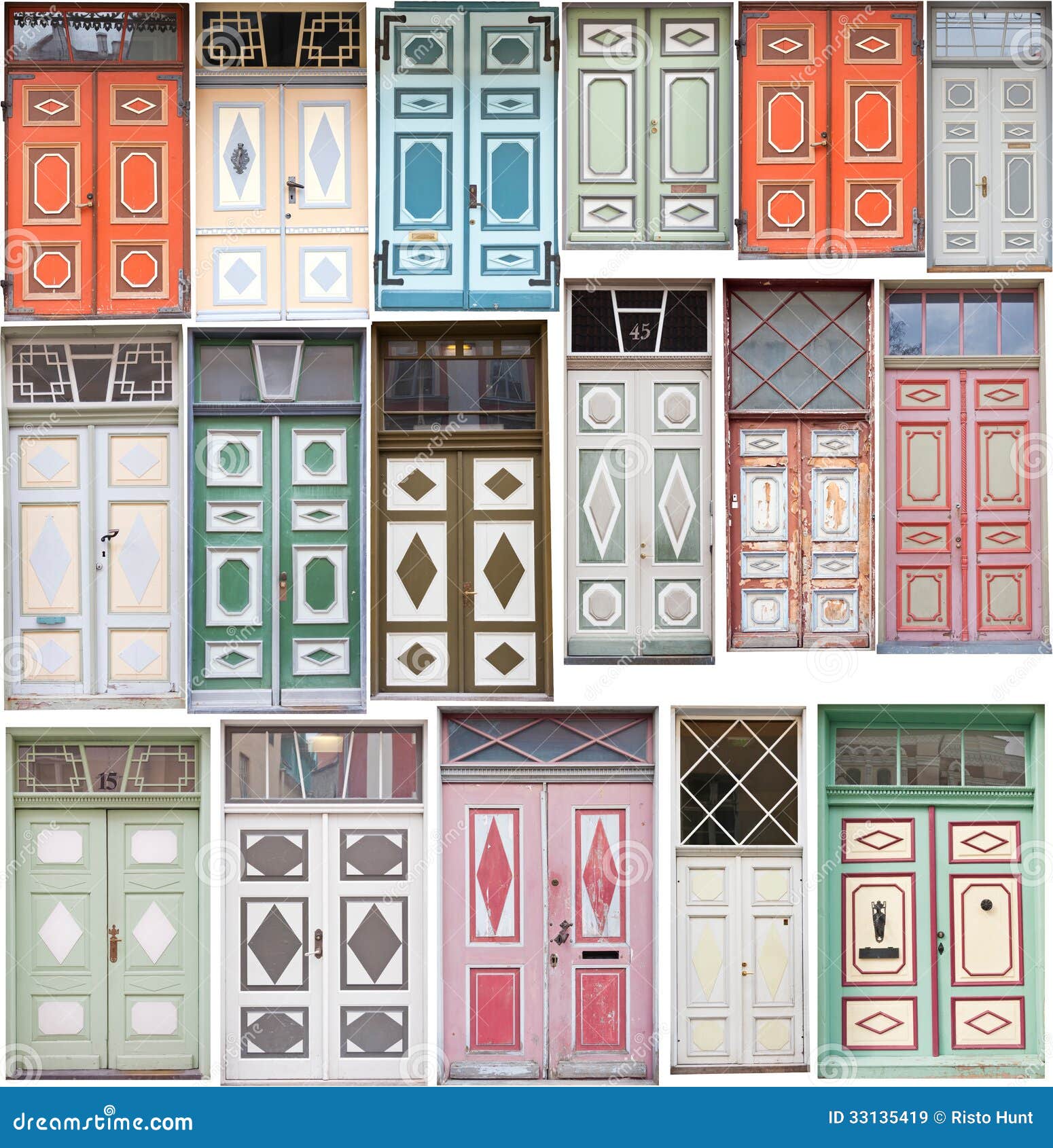Different old style doors stock image. Image of isolated - 33135419