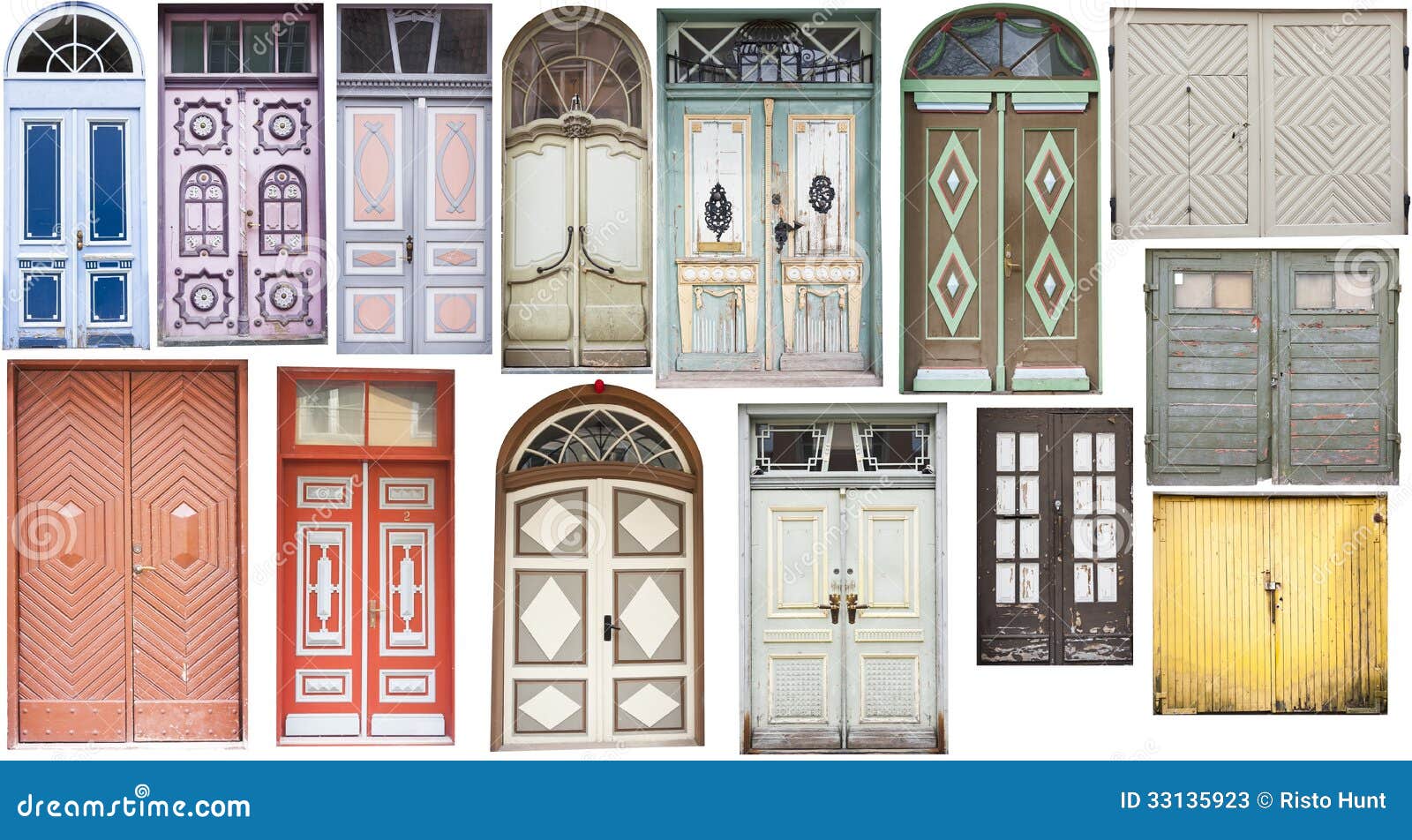 Different old style doors stock image. Image of house - 33135923