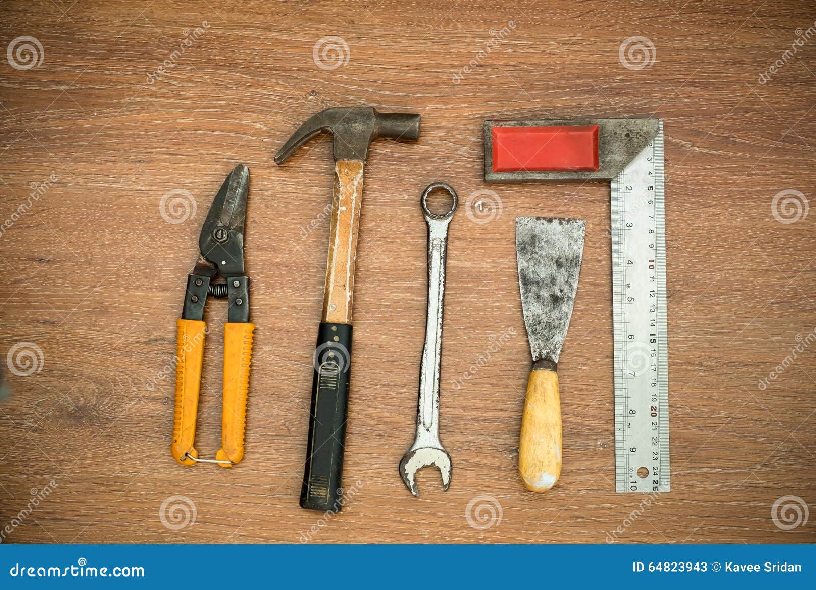Different Old Tools on Wood Stock Image - Image of blank, screwdriver ...