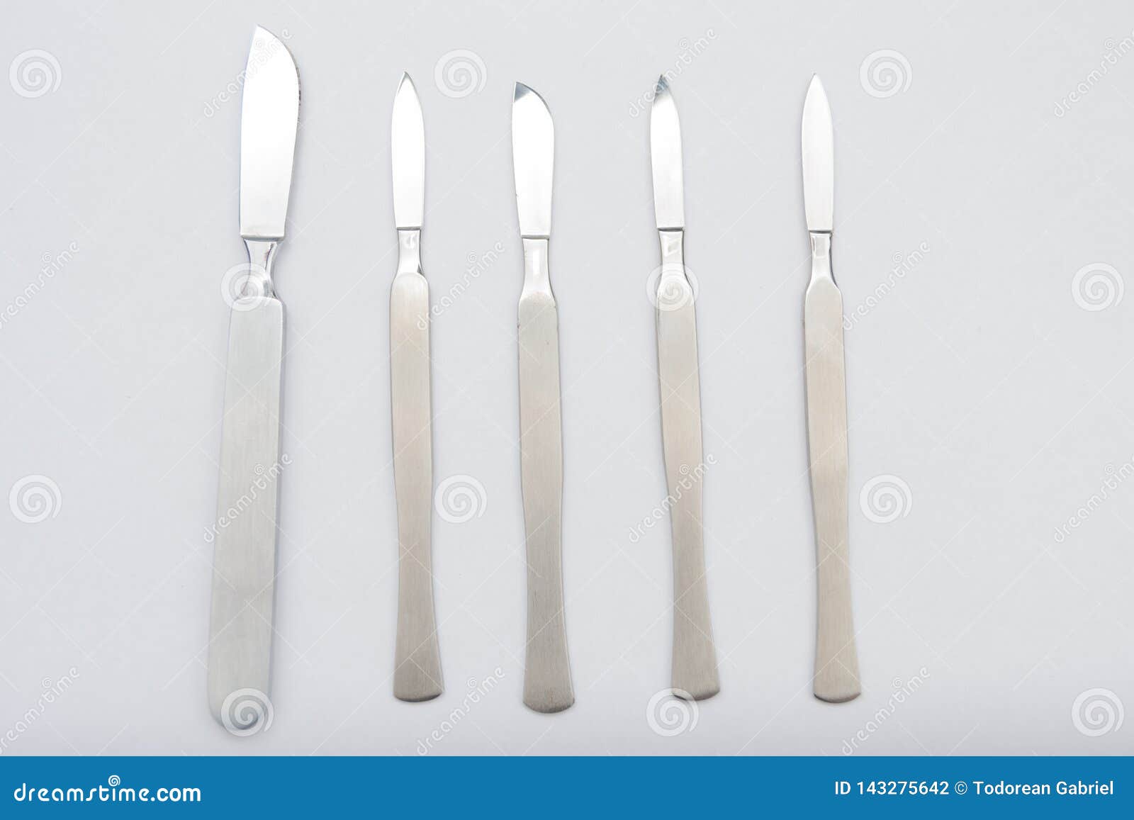 Different One-Piece Scalpels on White Background Stock Photo - Image of ...