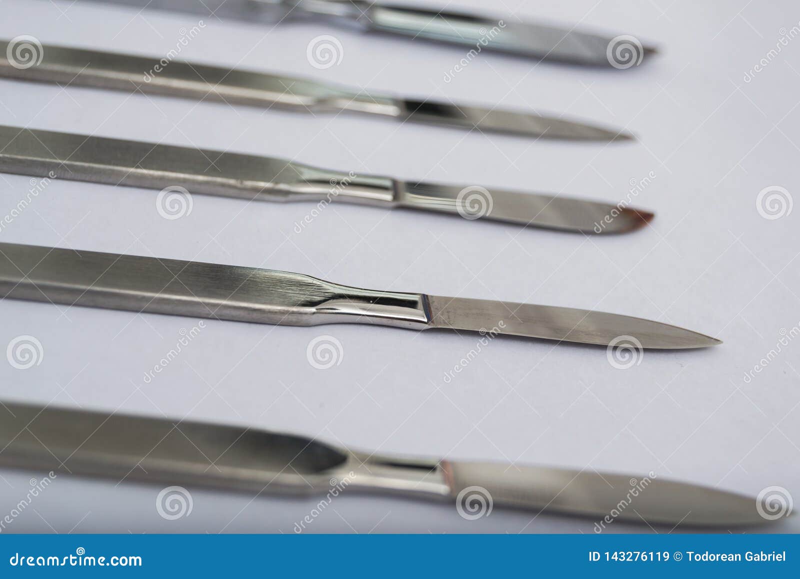 Different One-Piece Scalpels on White Background Stock Image - Image of ...