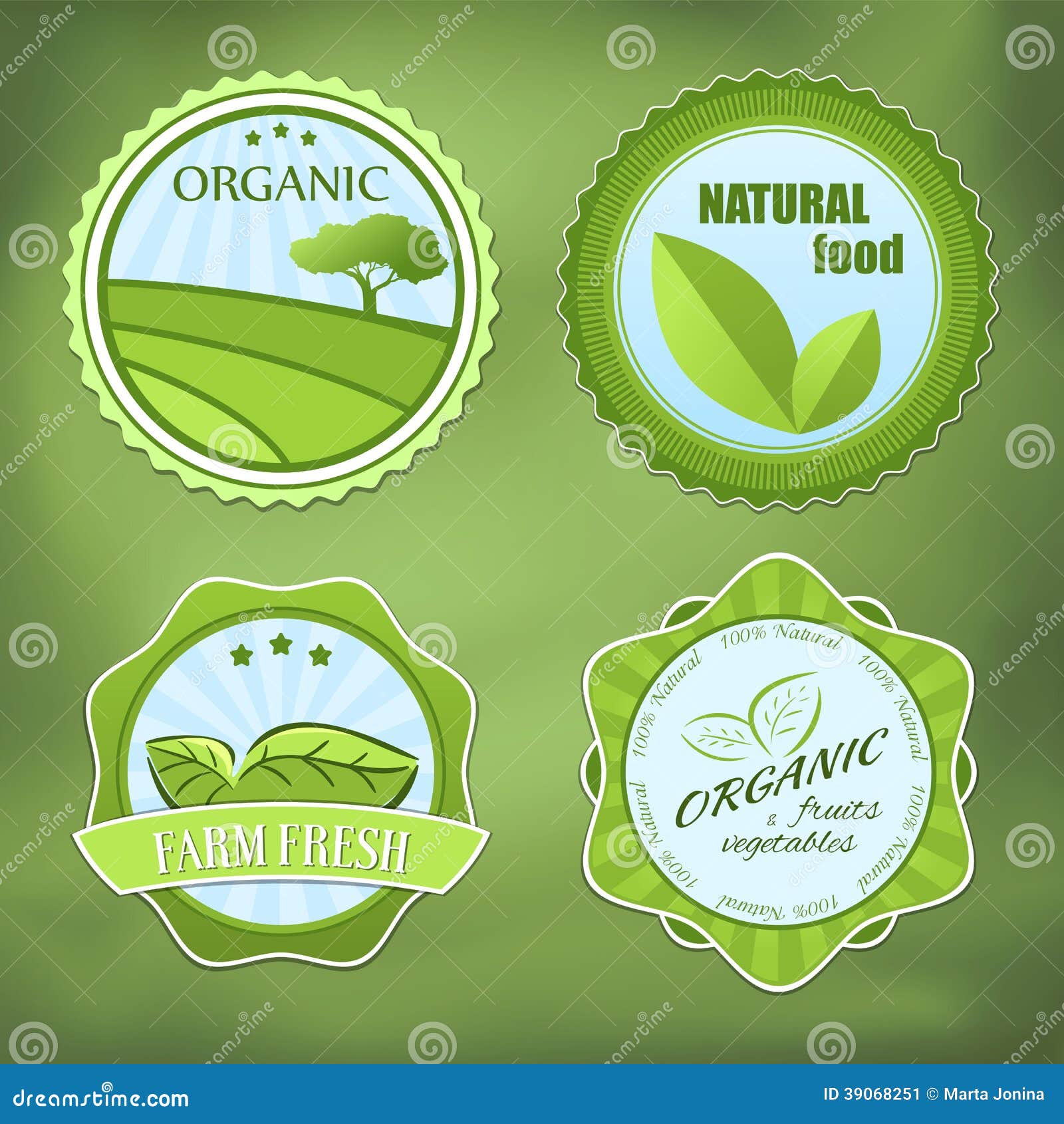 Different Organic Food Labels Stock Vector - Illustration of farmer ...