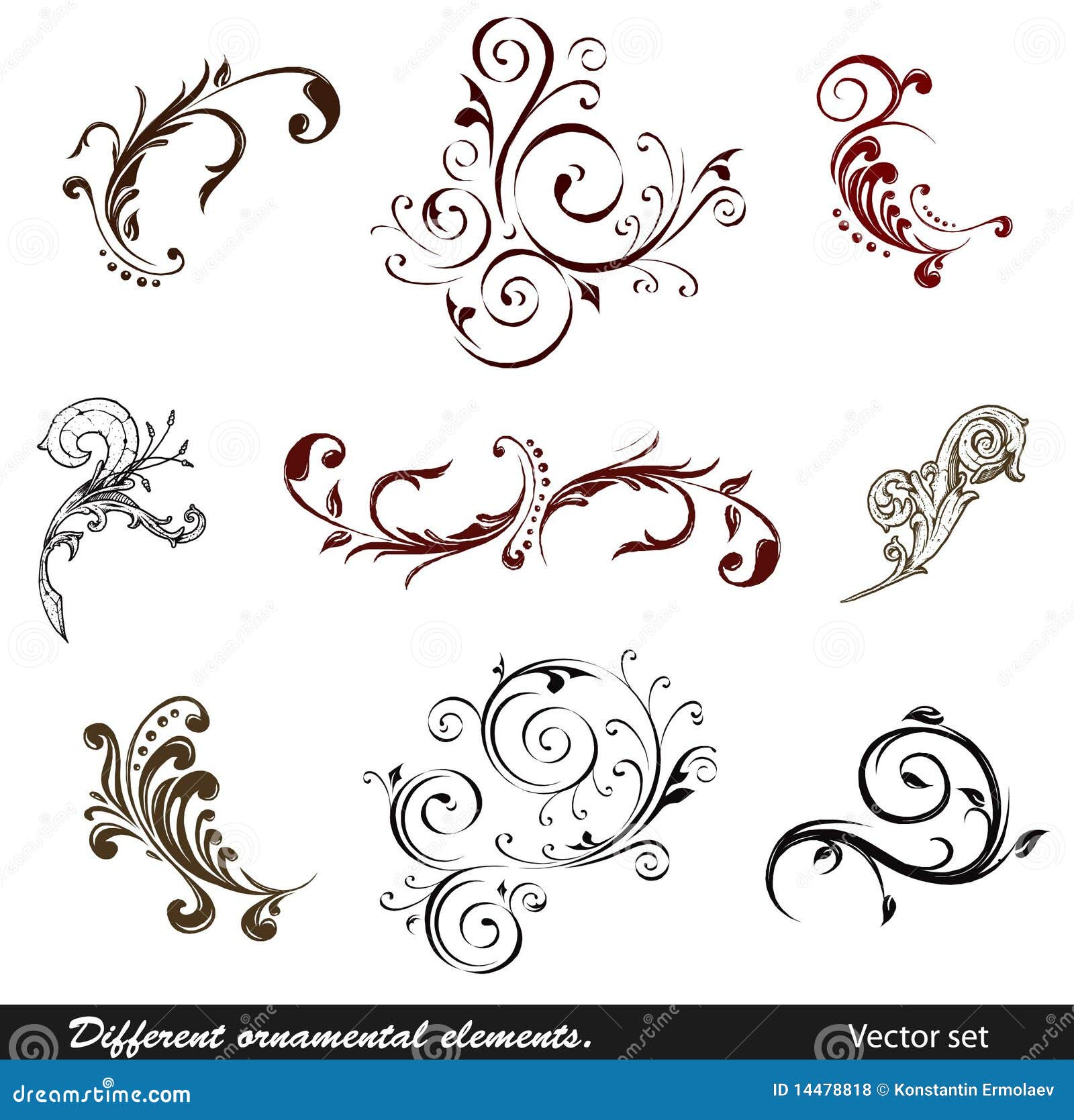 Different Ornamental Elements. Vector Set Stock Illustration ...