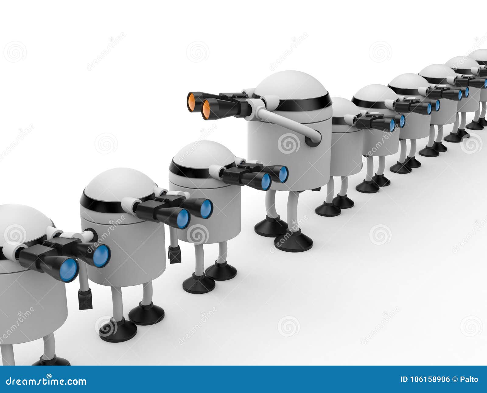 Different from Other. Robot Looks in Binocular Stock Illustration ...
