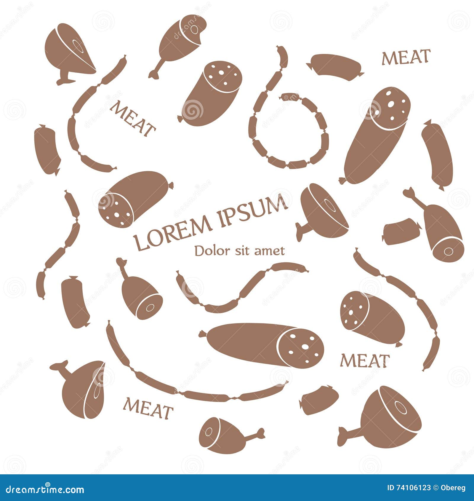 Different Outline Meat Background Stock Vector - Illustration of beef ...