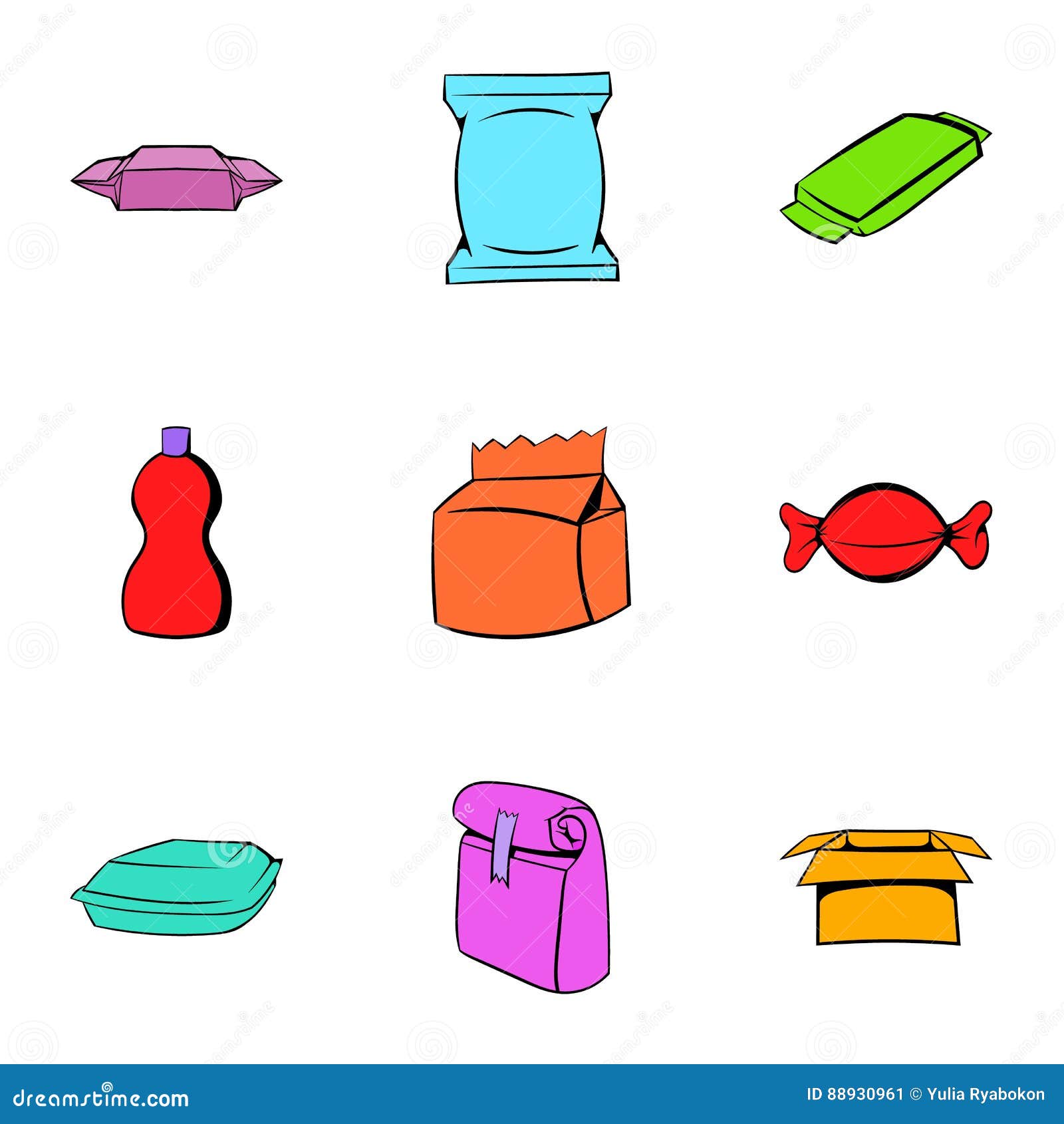 Different Package Icons Set, Cartoon Style Stock Vector - Illustration ...