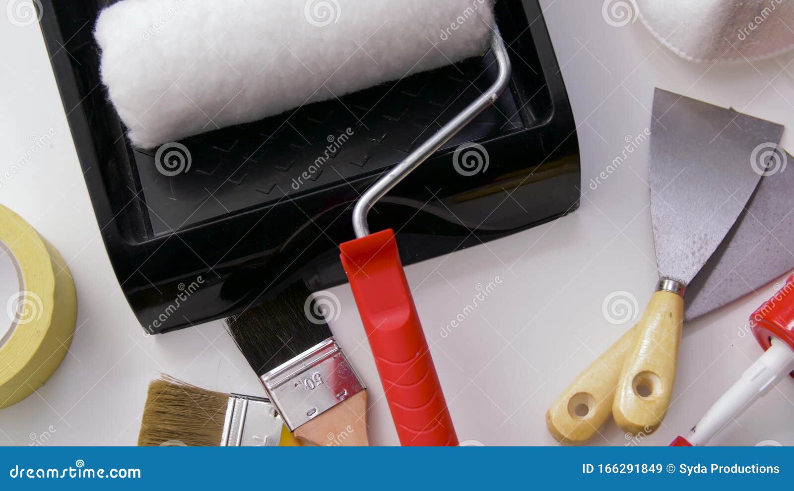 Different Painting Work Tools on White Background Stock Video - Video ...
