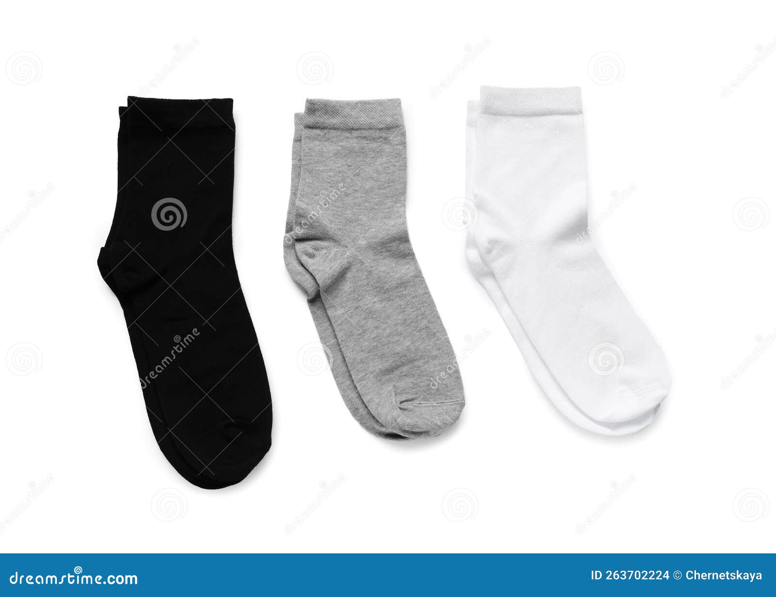 Different Pairs of Socks Isolated on White, Top View Stock Photo ...