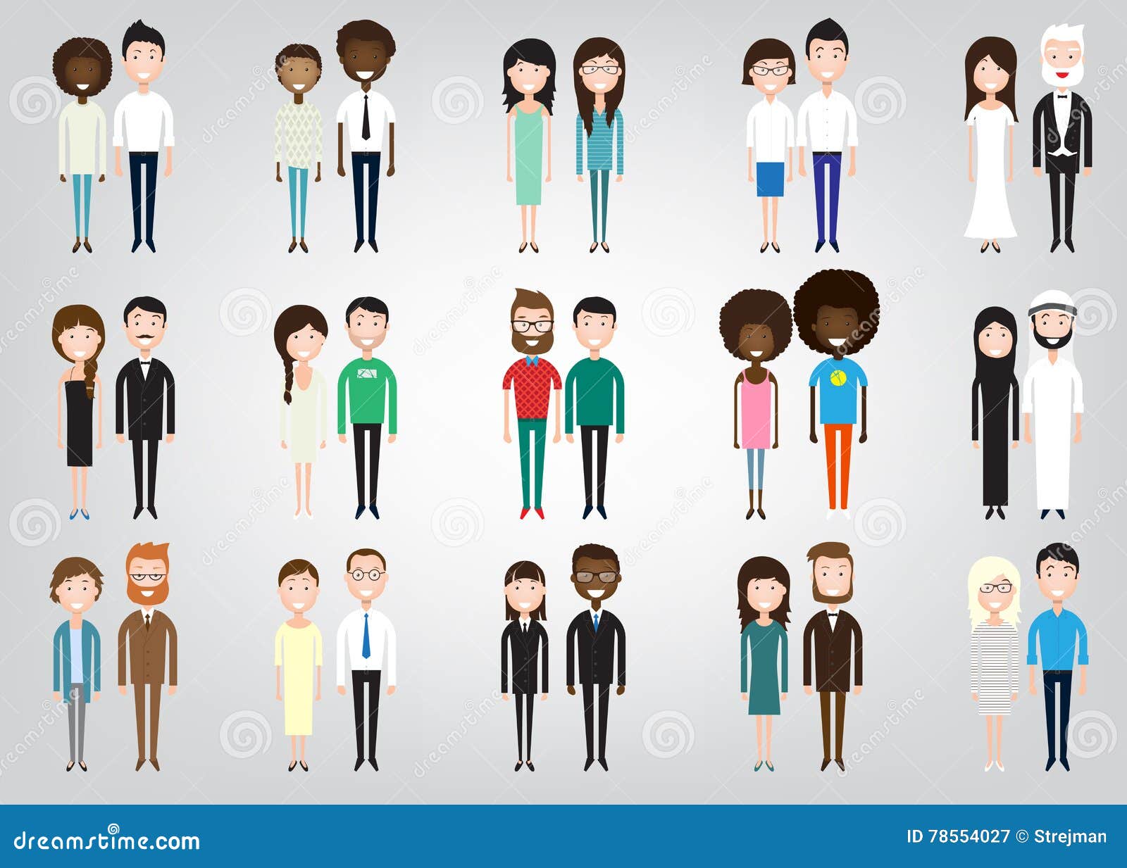 Different Pairs of Two People Stock Vector - Illustration of element ...