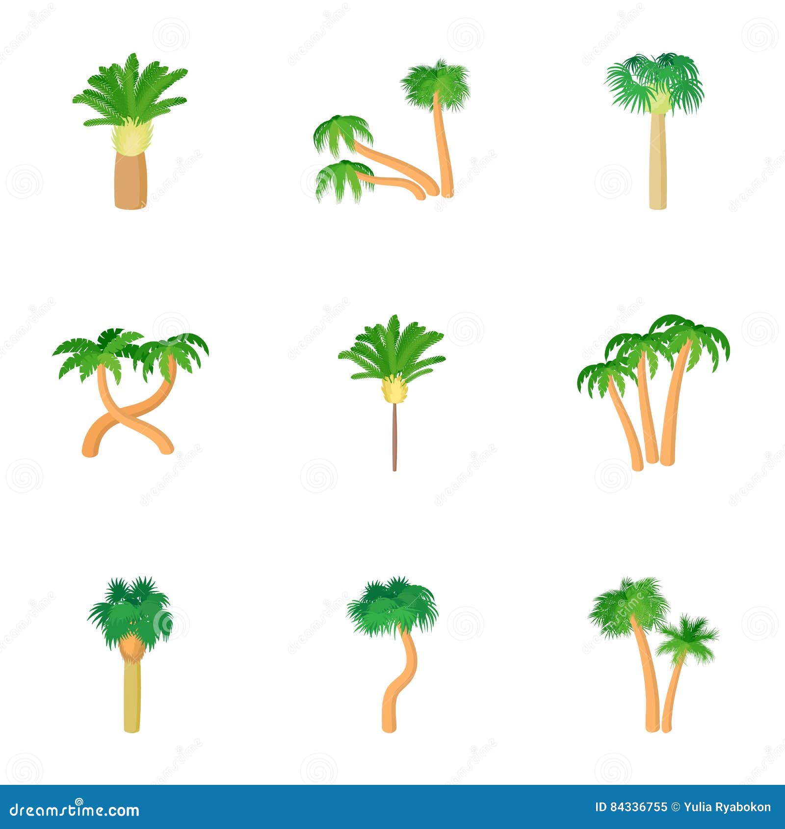 Different Palm Icons Set, Cartoon Style Stock Vector - Illustration of ...