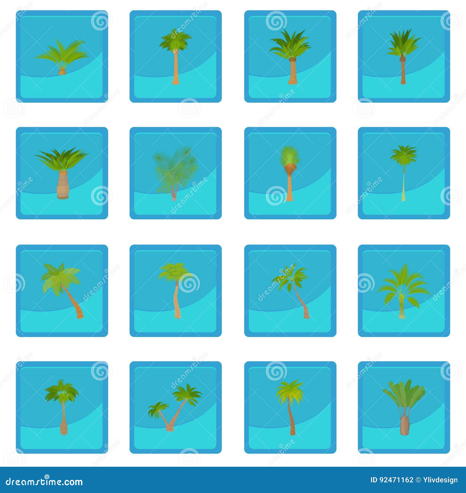 Different Palm Trees Icon Blue App Stock Vector - Illustration of ...