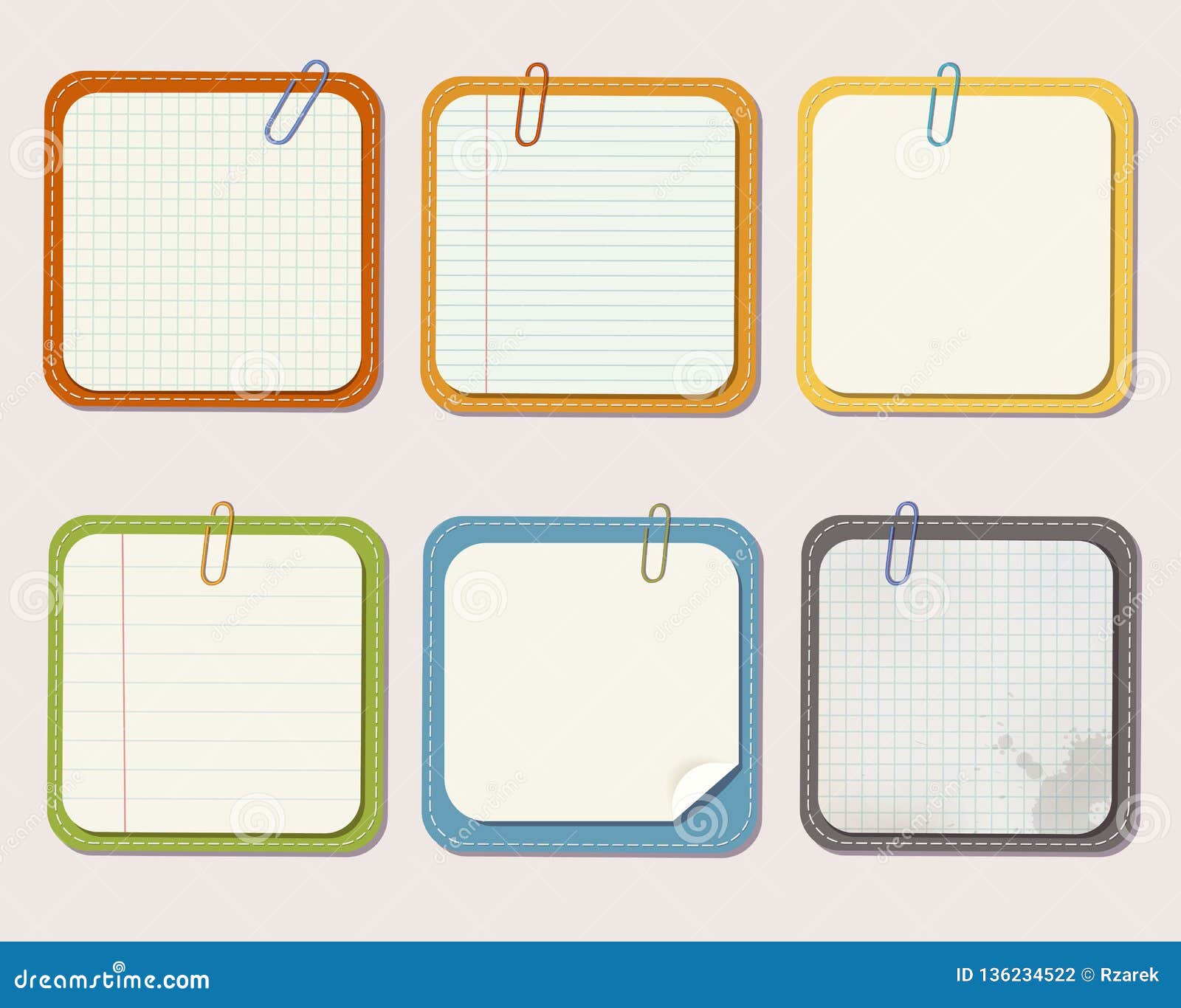 Set of Different Vector Note Papers. - Illustration Stock Vector ...