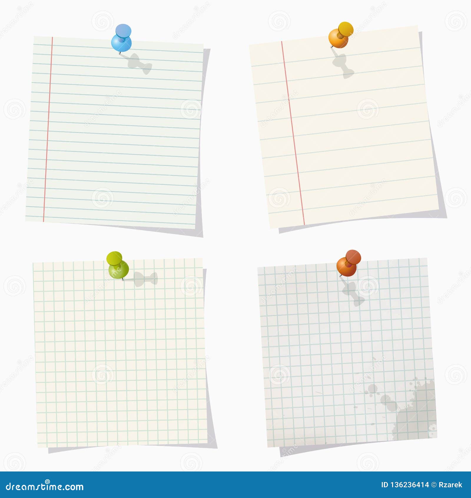Set of Different Vector Note Papers with Push Pins. - Vector Stock ...