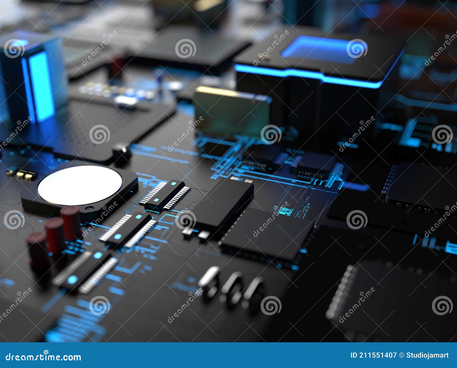 Different Parts of Computer Chips and Transistors. Stock Illustration ...