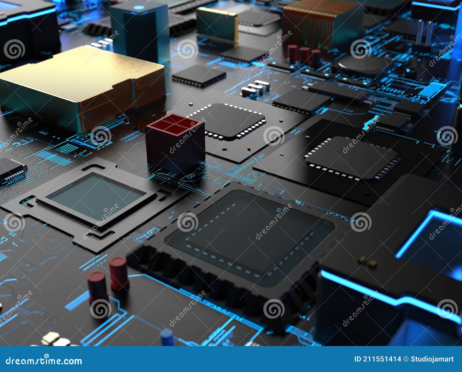 Different Parts of Computer Chips and Transistors. Stock Illustration ...