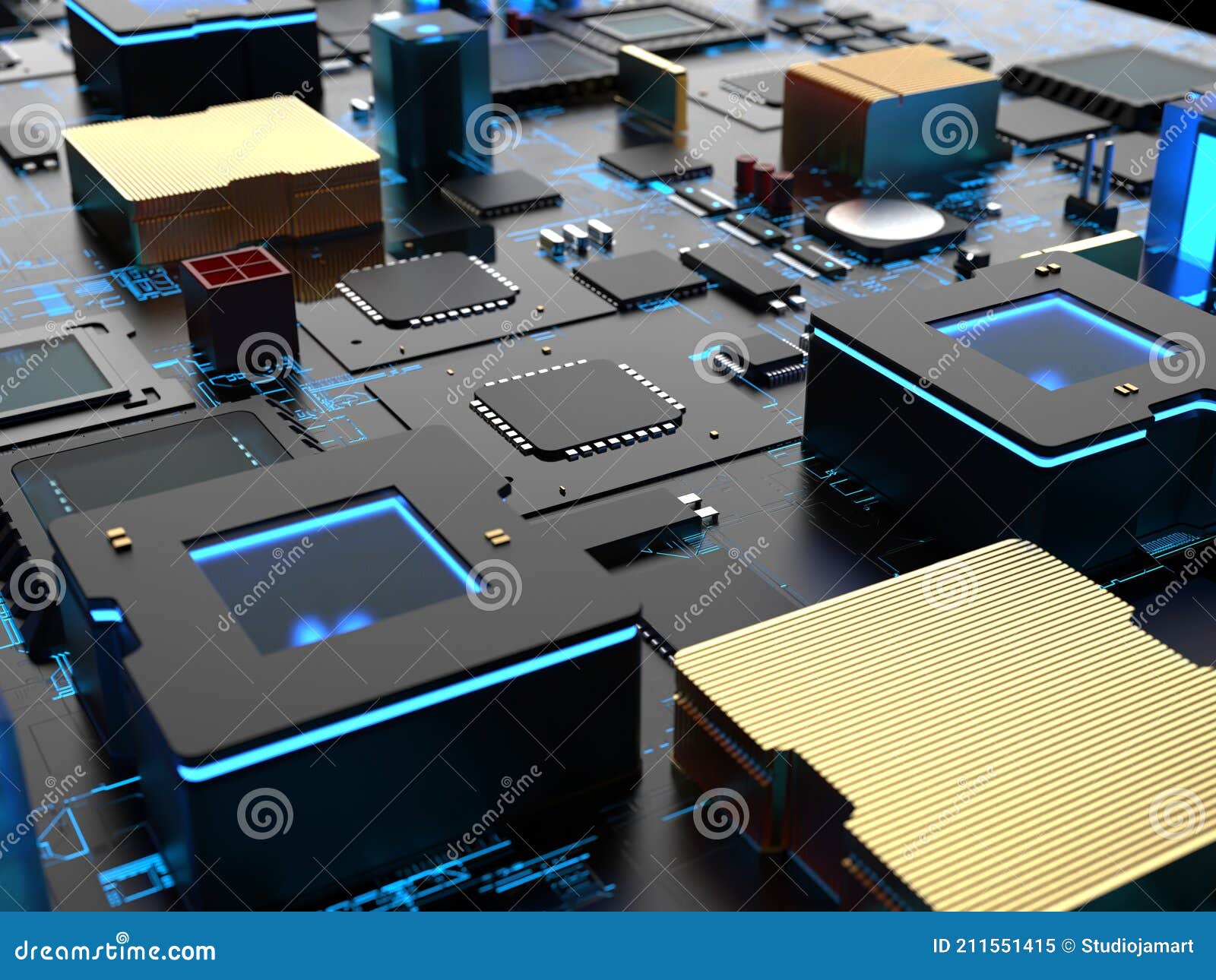 Different Parts of Computer Chips and Transistors. Stock Illustration ...