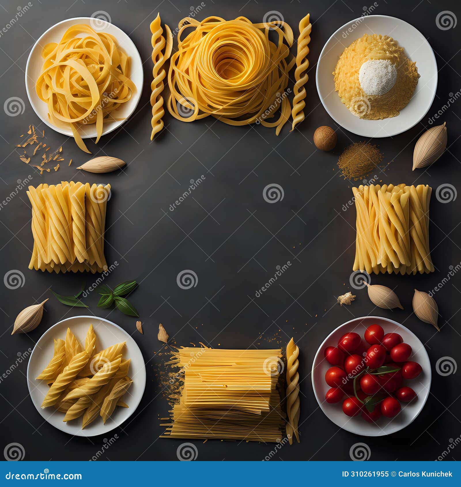 Different Pasta Arrangement Top View - Generated by Ai Stock ...