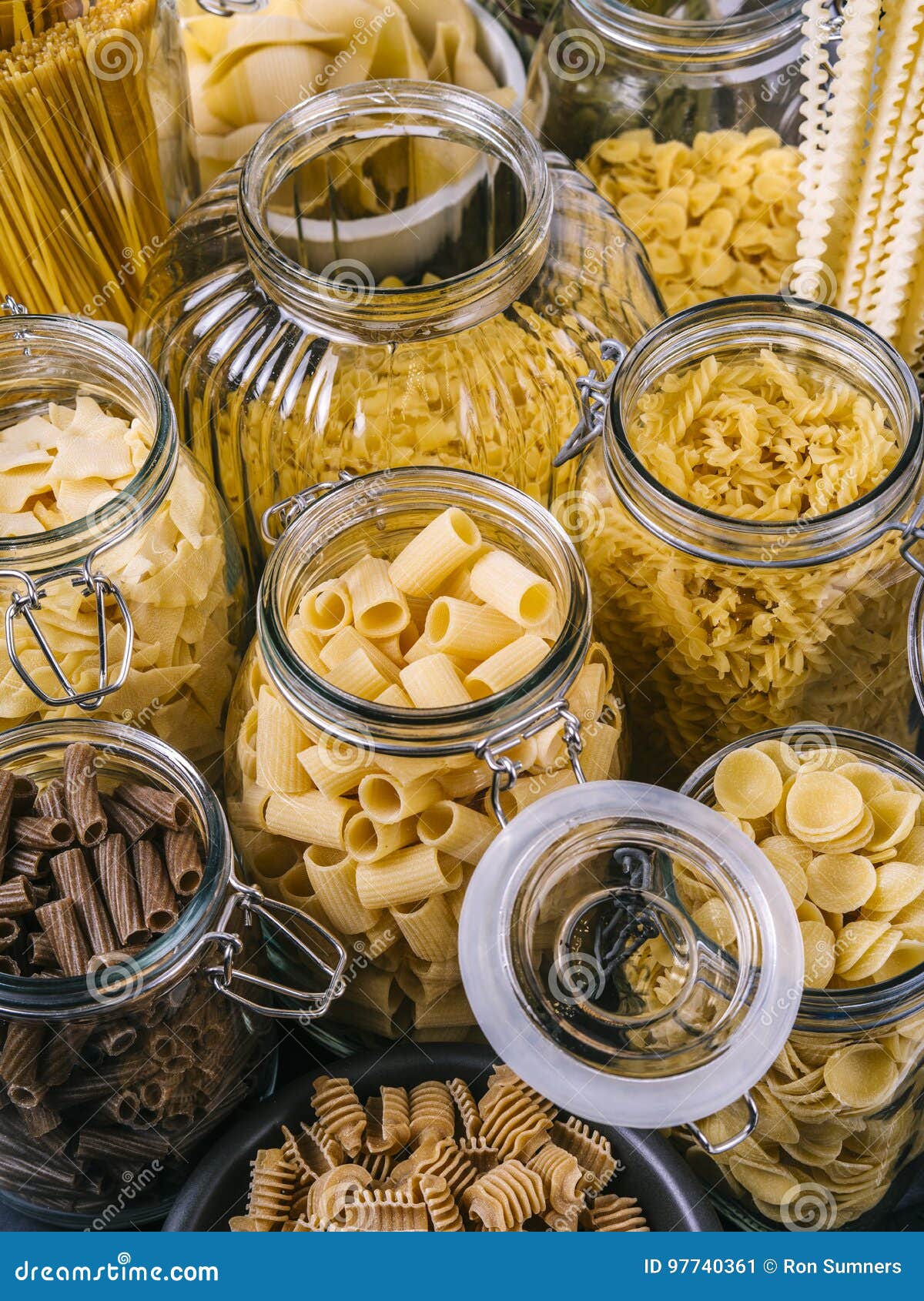 Different Pasta in Large Jars Stock Image - Image of uncooked ...