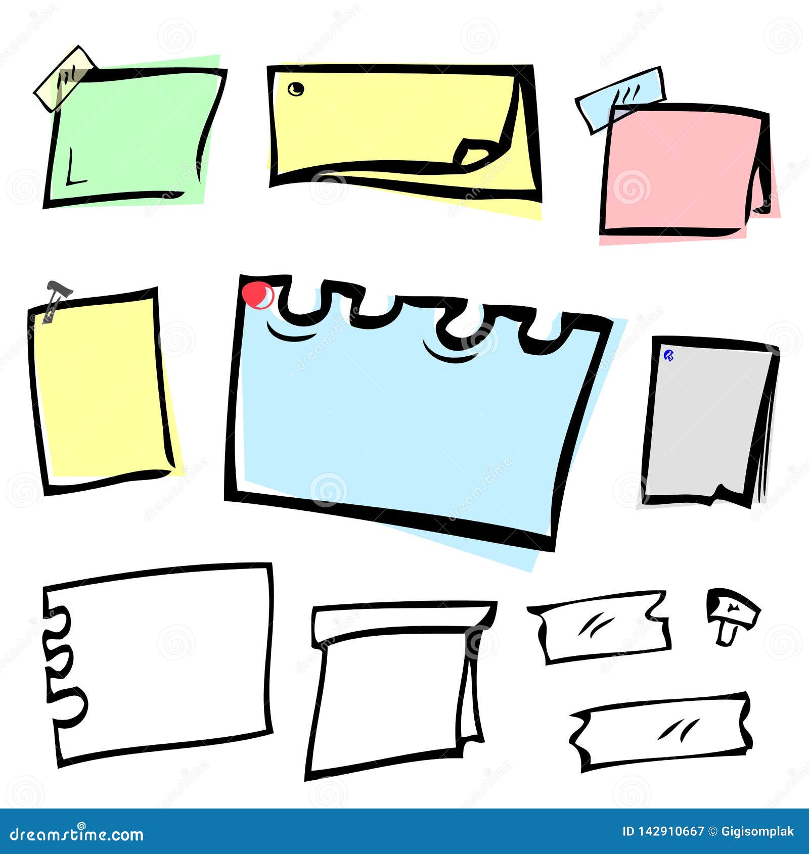 8 Different Pastel Color And Shape Blank Note Paper With Pushpin And ...