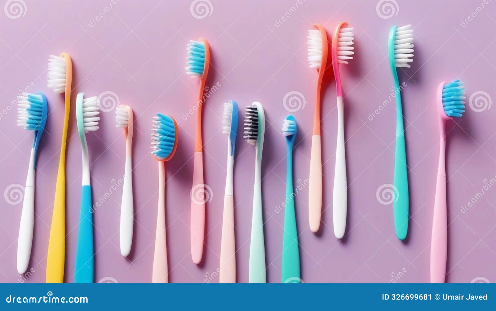 Different Pastel Tooth Brushes Pattern on Isolated Background Stock ...