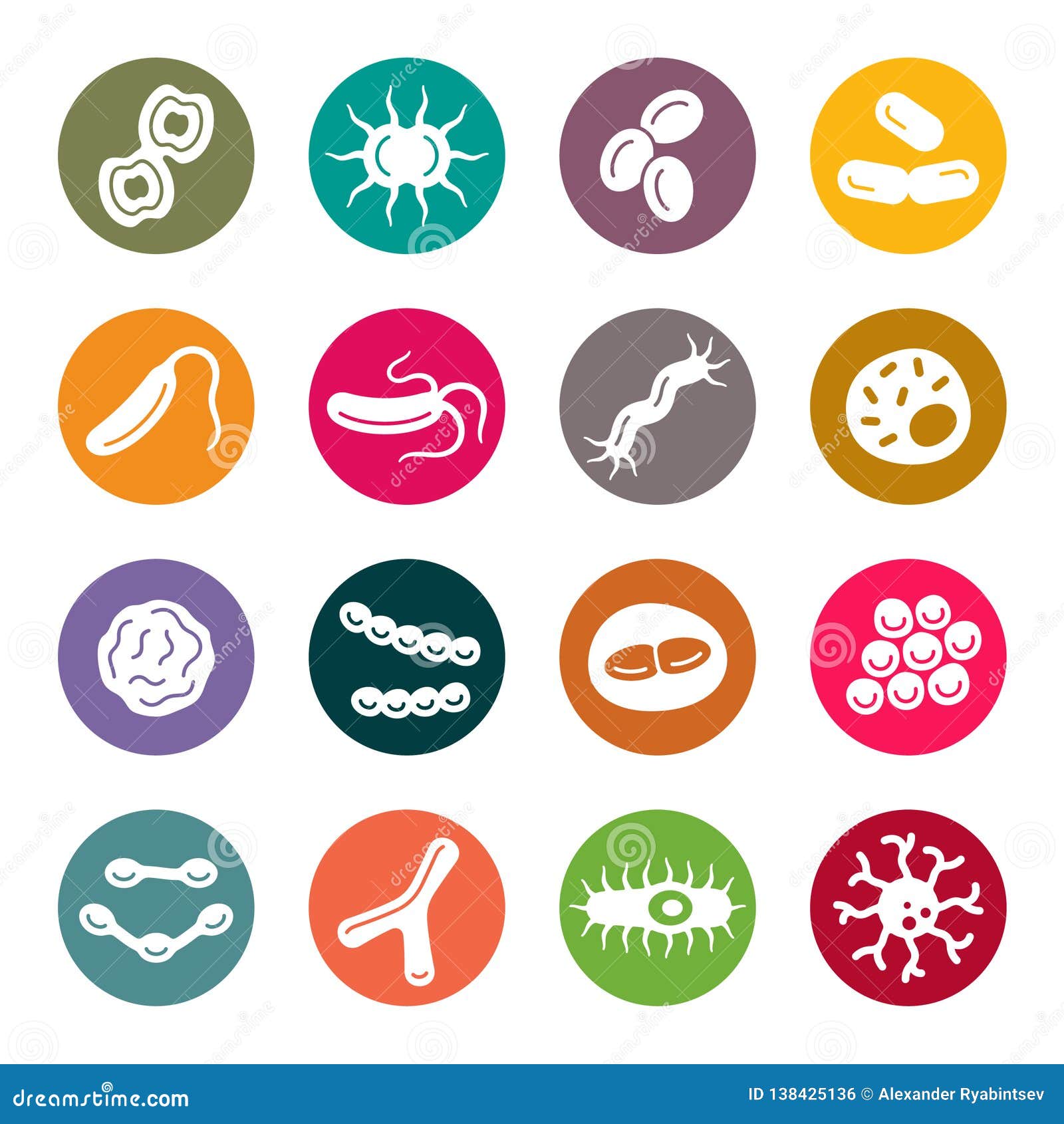 Microbes Types Vector Icon Set | CartoonDealer.com #138425136