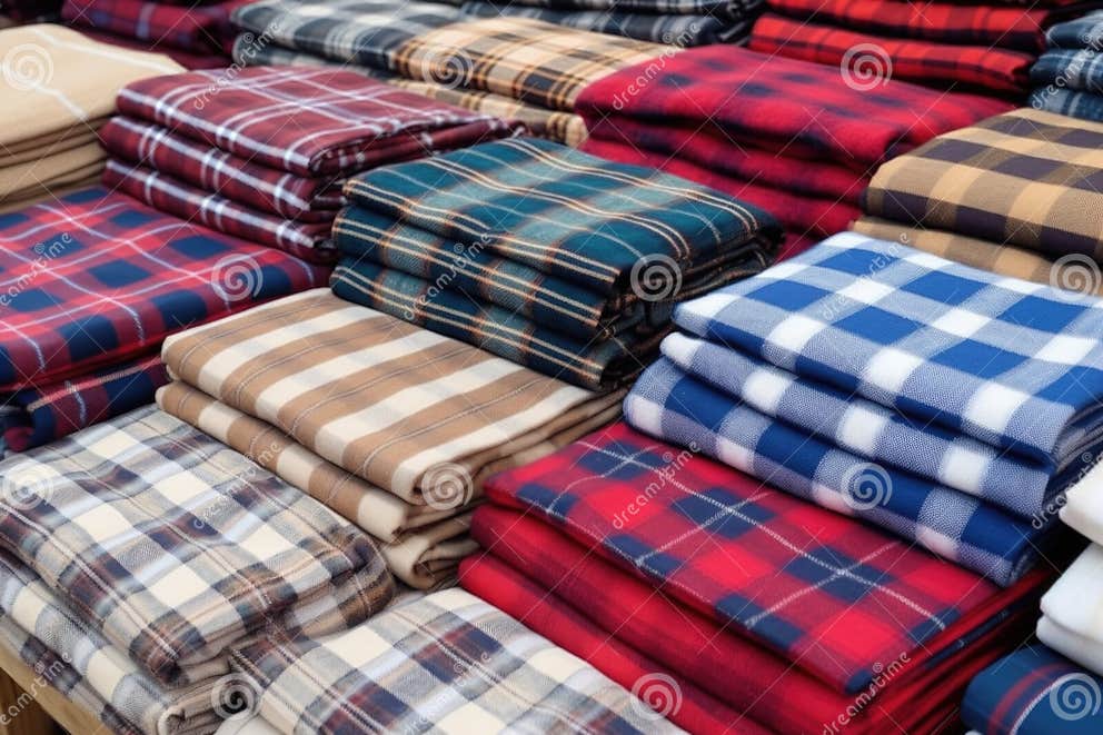 Different Patterns of Flannel Cloth Displayed on a Table Stock Image ...