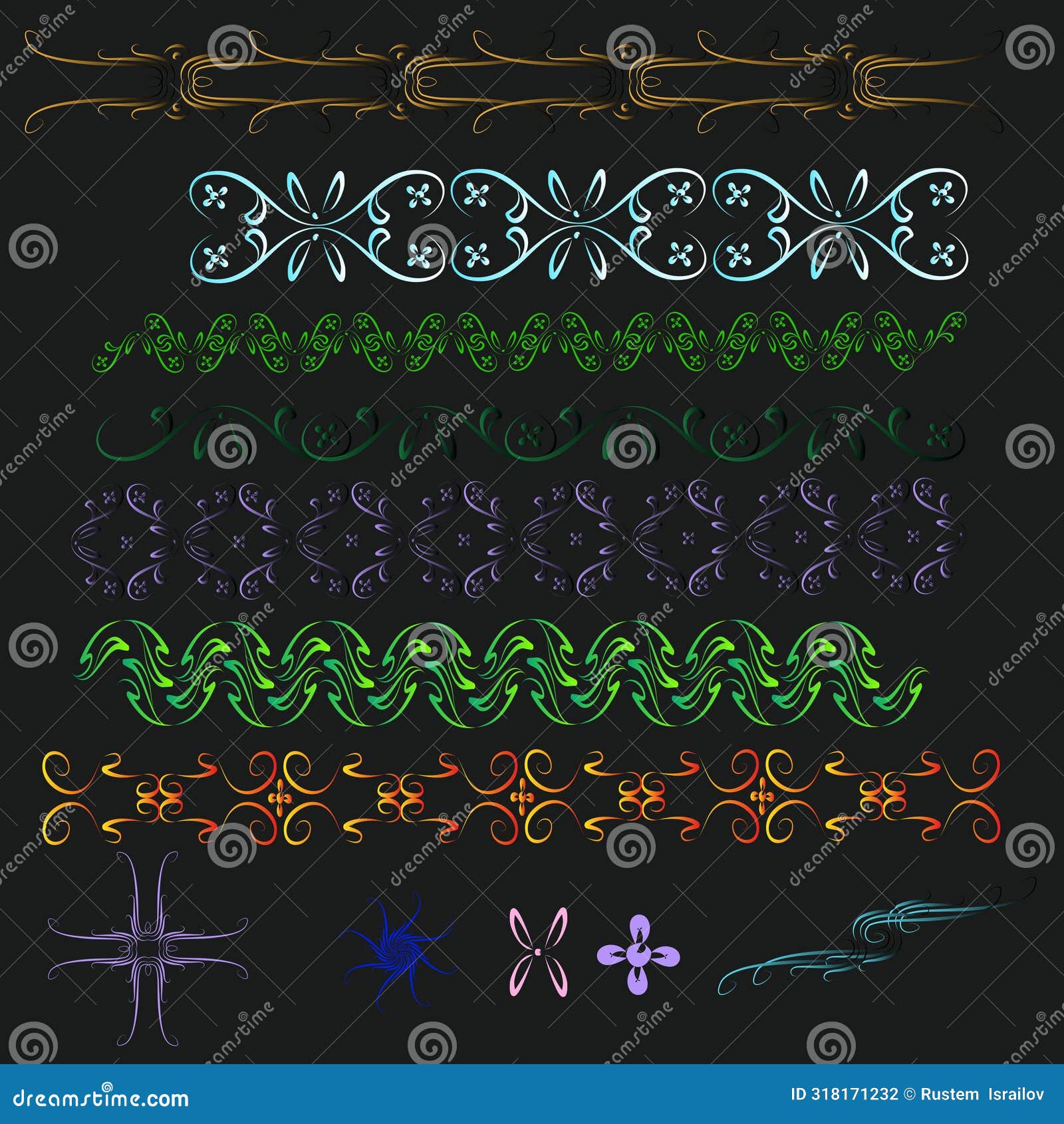 Different Patterns of the Ribbon in a Vegetable Format. Repeating ...