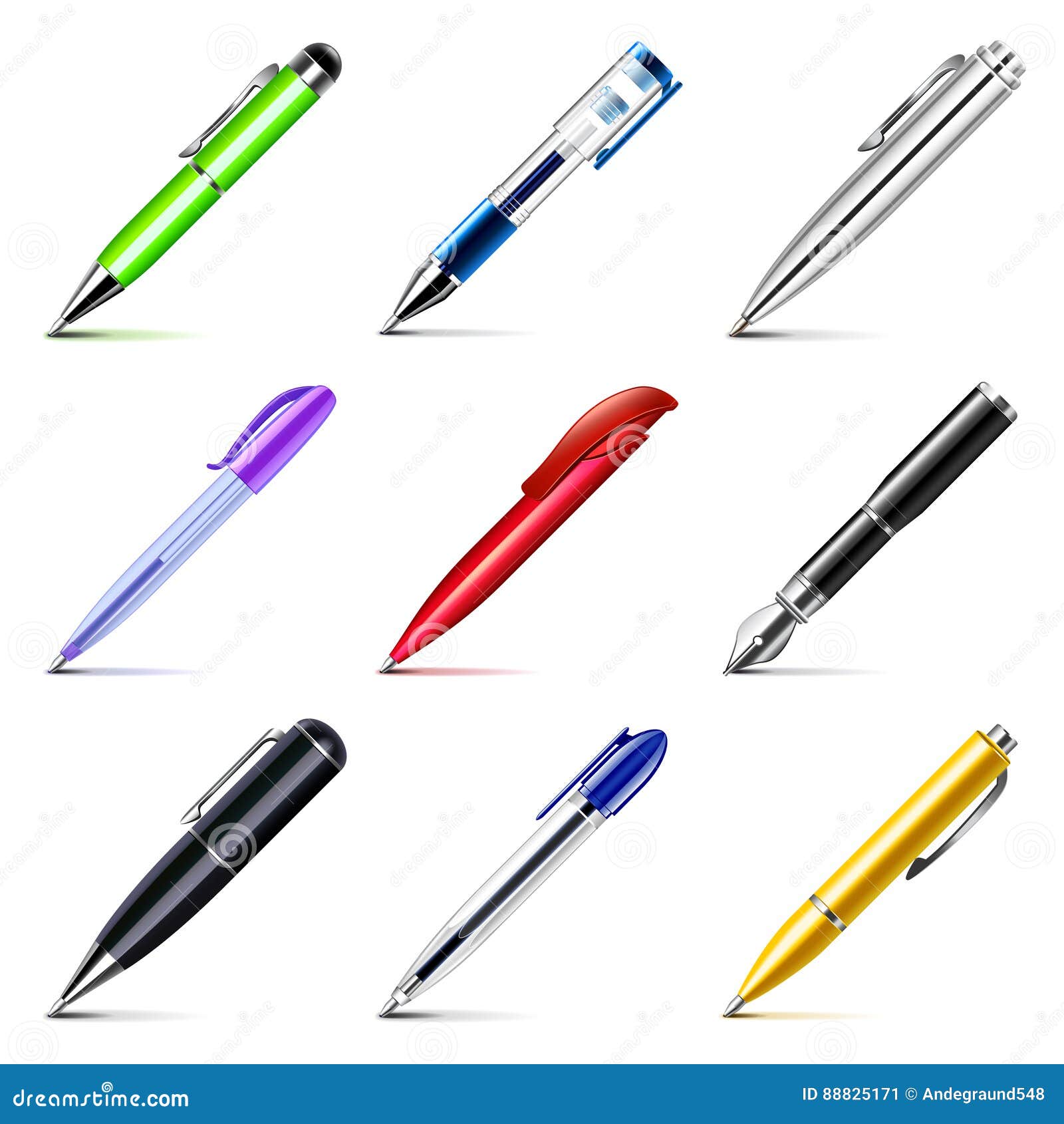 Different Pens Icons Vector Set Stock Vector - Illustration of ...